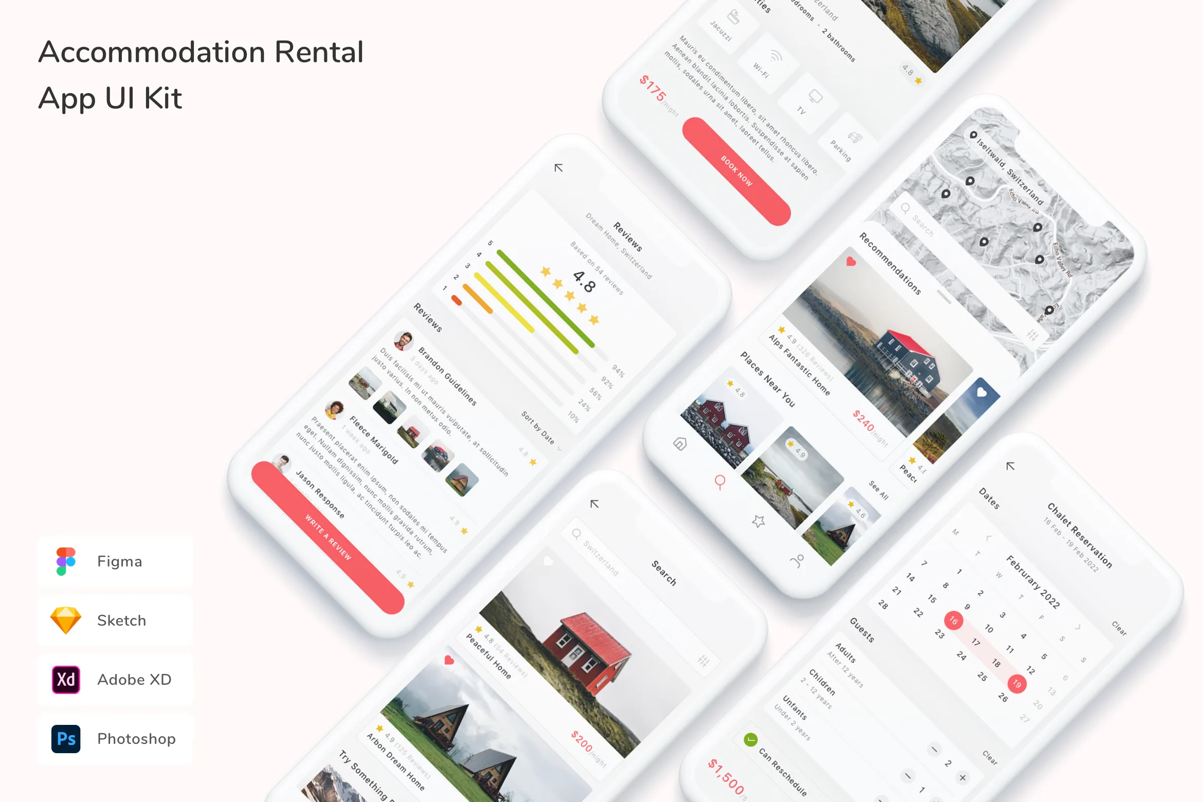 Accommodation Rental App UI Kit for Figma, Sketch & XD | UIworkshop