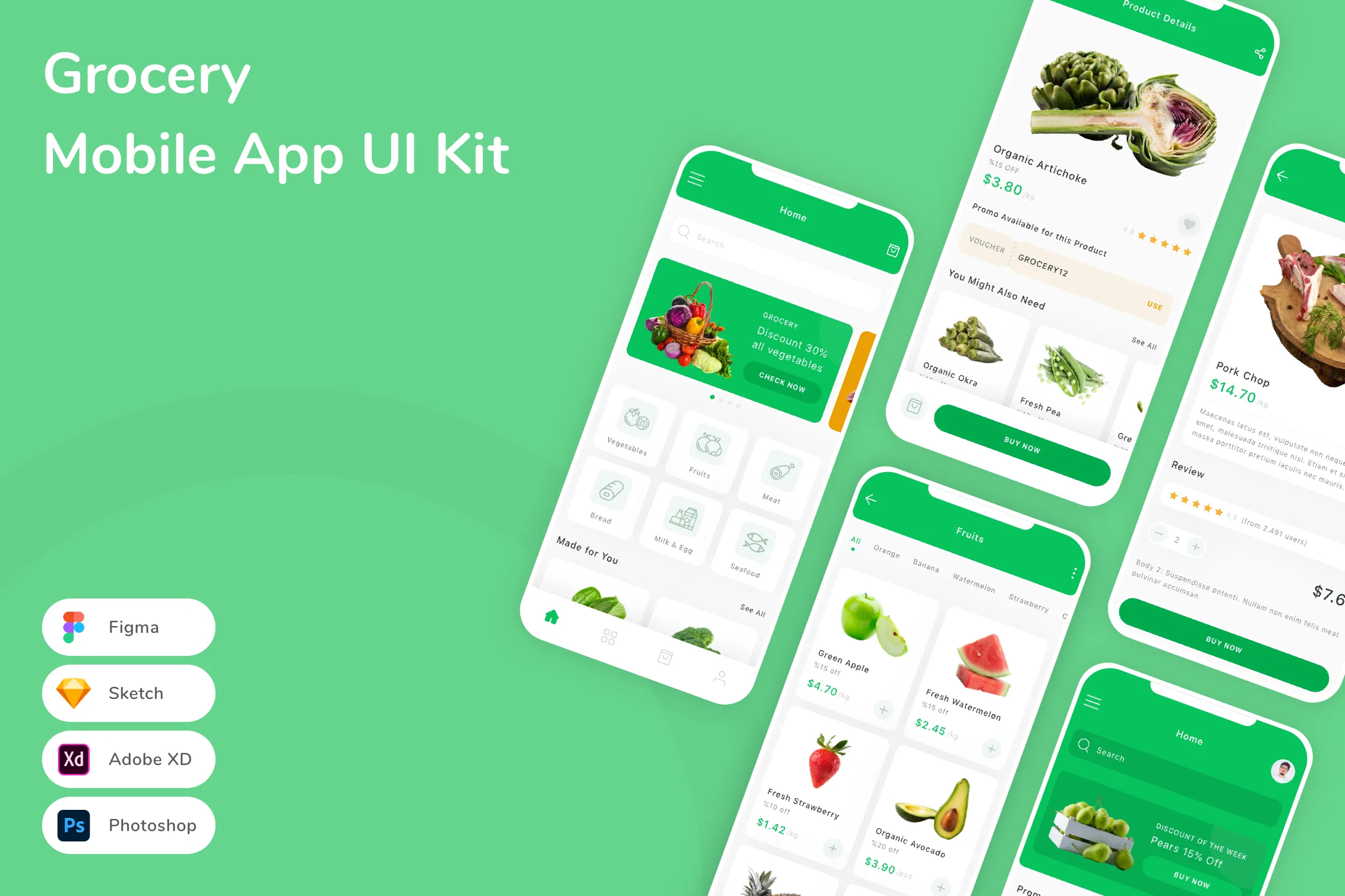 Grocery Mobile App UI Kit for Figma, Sketch & XD | UIworkshop