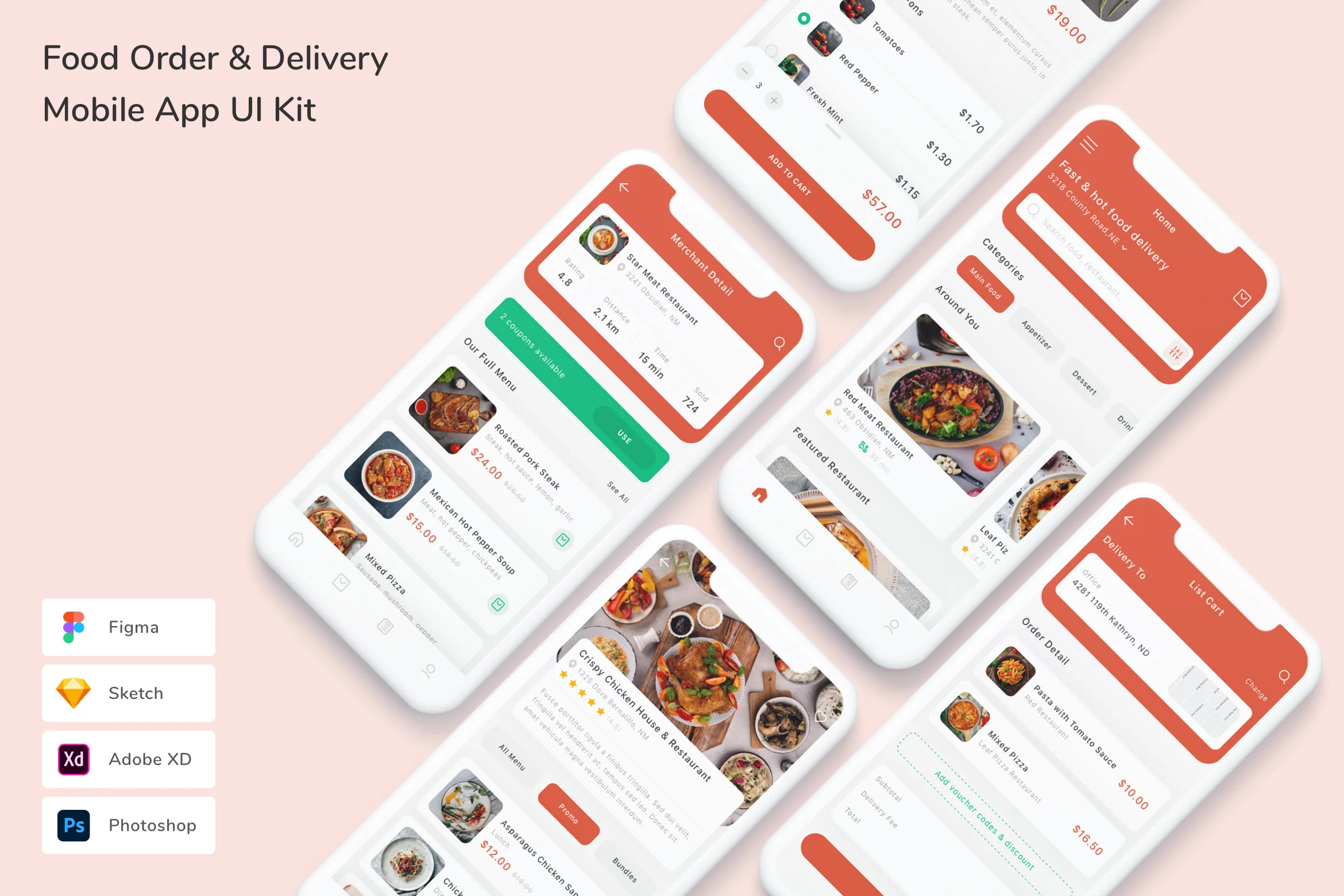 Food Order & Delivery Mobile App UI Kit for Figma, Sketch & XD | UIworkshop