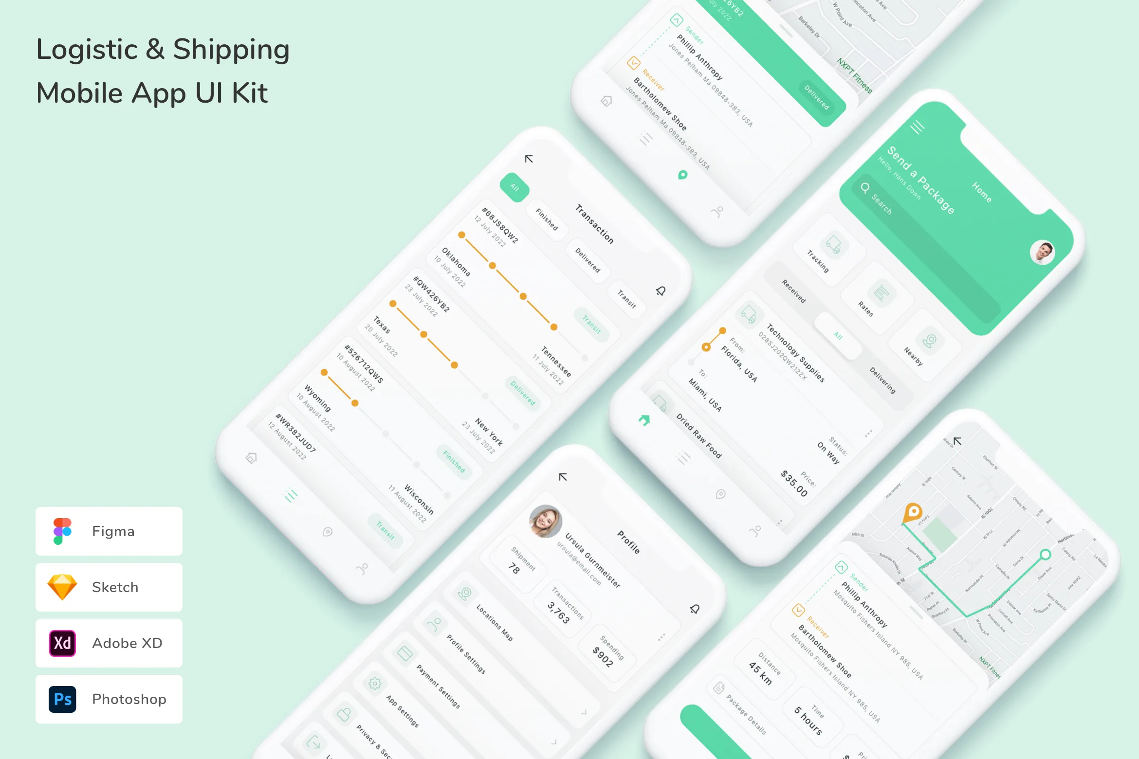 Logistic & Shipping Mobile App UI Kit for Figma, Sketch & XD | UIworkshop