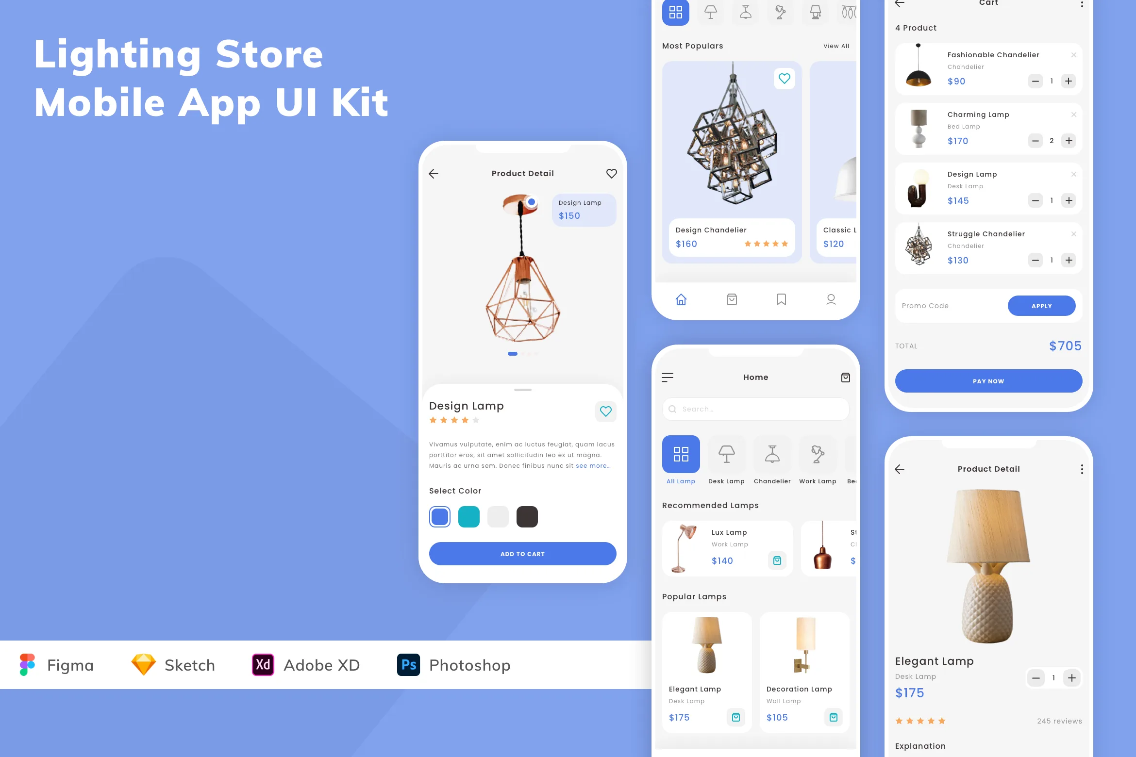 Lighting Store Mobile App UI Kit for Figma, Sketch & XD | UIworkshop
