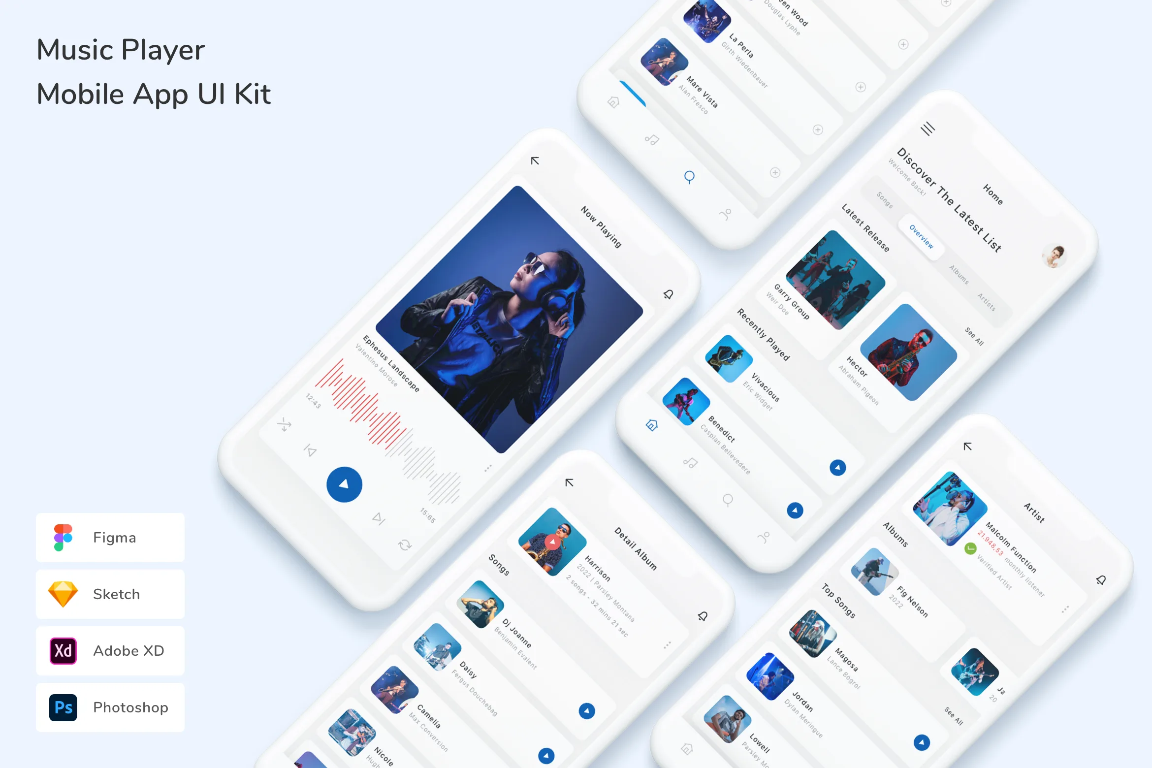Music Player Mobile App UI Kit for Figma, Sketch & XD | UIworkshop