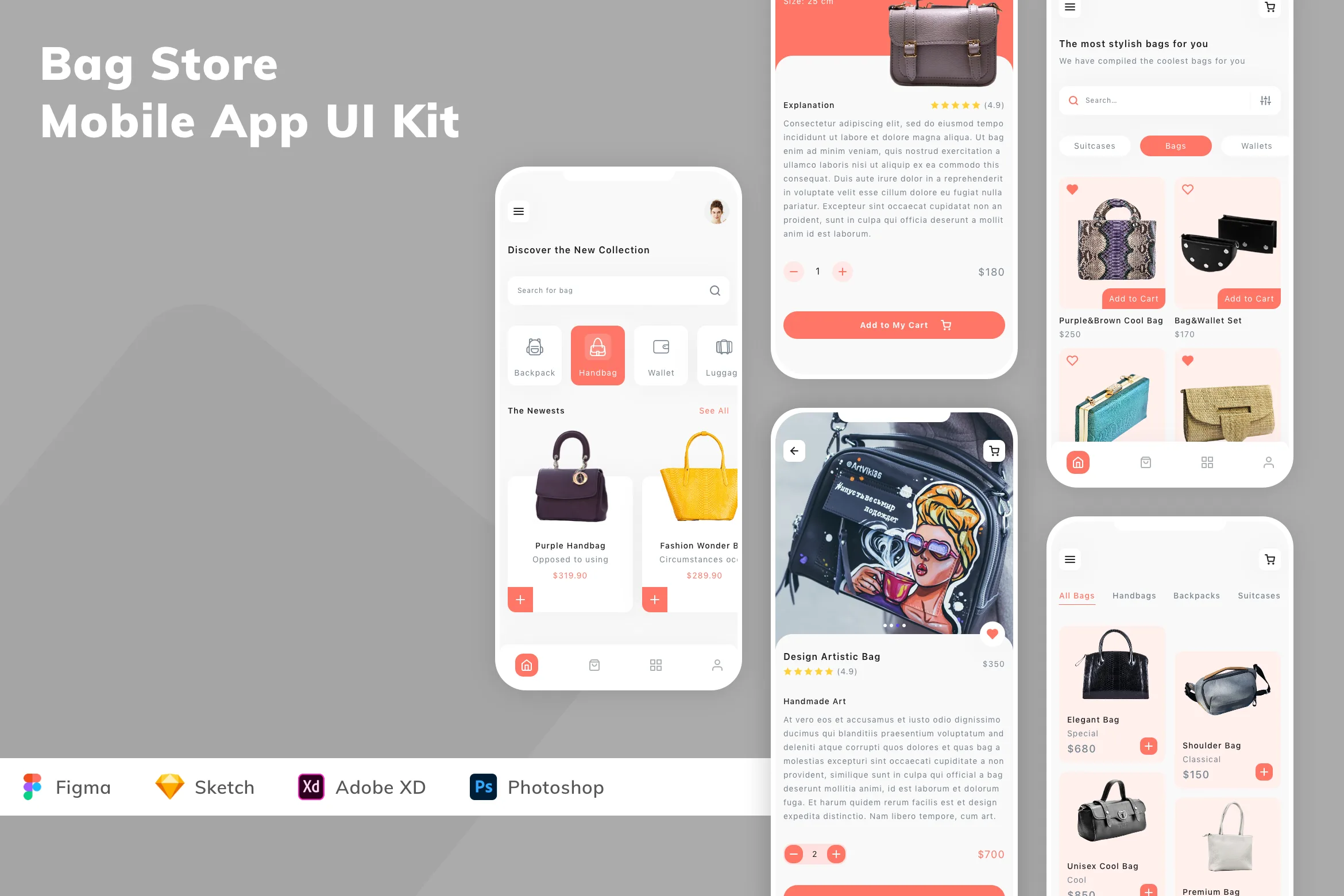 Bag Store Mobile App UI Kit for Figma, Sketch & XD | UIworkshop