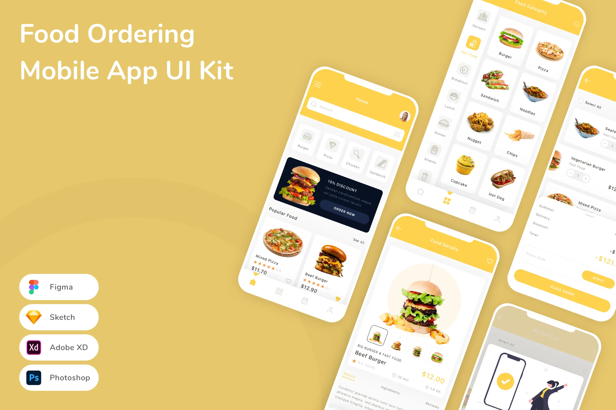 Food Ordering Mobile App UI Kit for Figma, Sketch & XD | UIworkshop