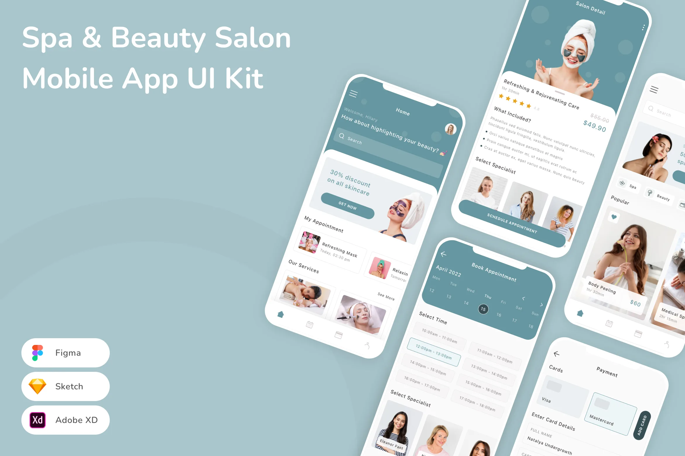 Spa & Beauty Salon Mobile App UI Kit for Figma, Sketch & XD | UIworkshop