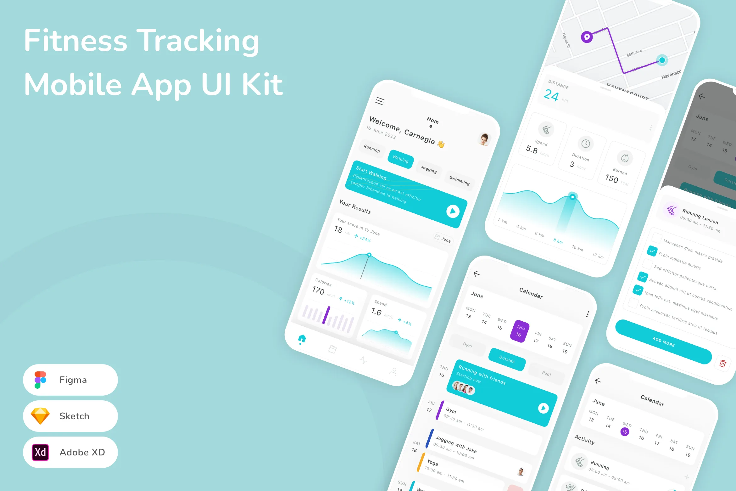 Fitness Tracking Mobile App UI Kit for Figma, Sketch & XD | UIworkshop