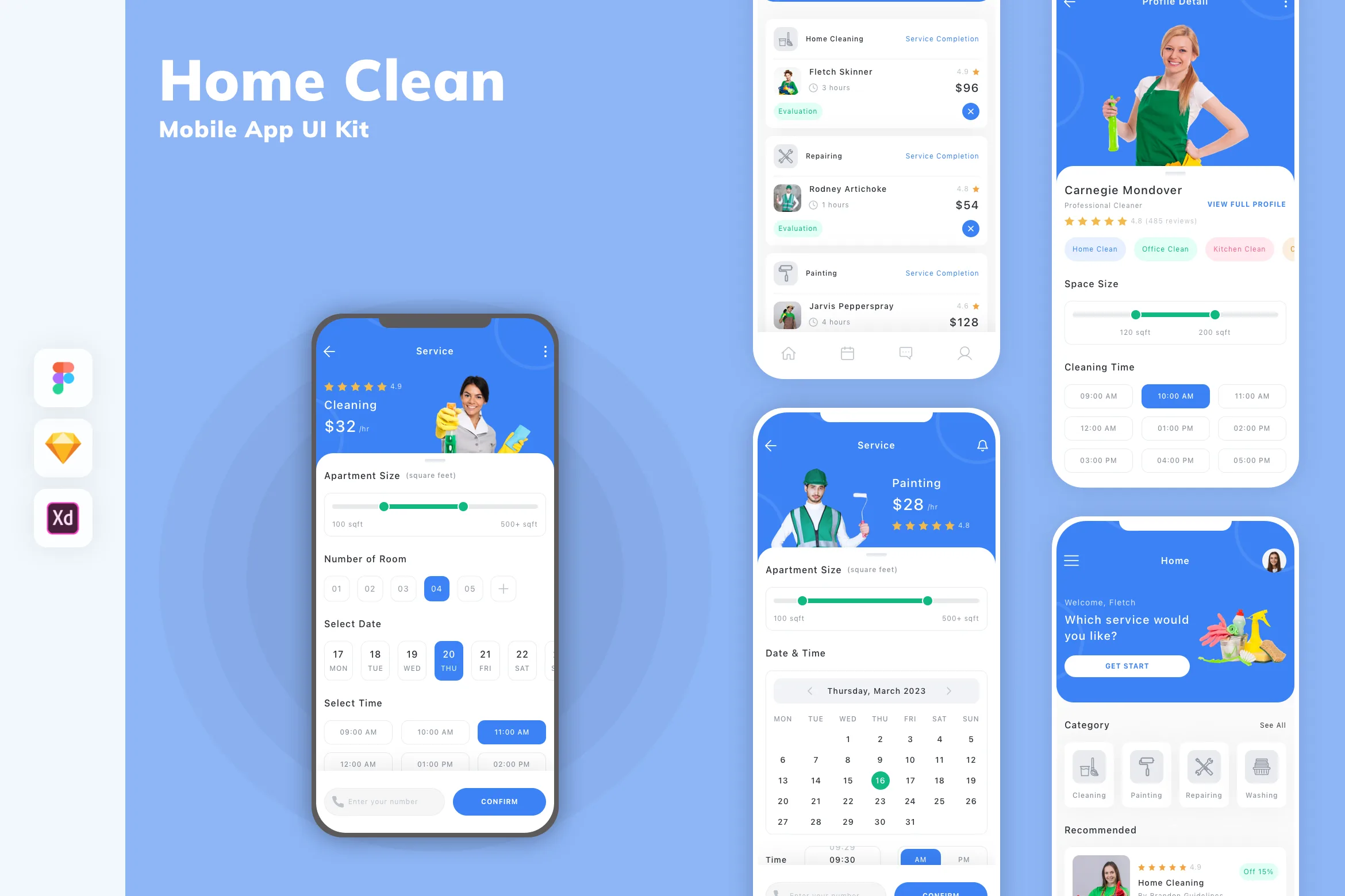 Home Clean Mobile App UI Kit for Figma, Sketch & XD | UIworkshop