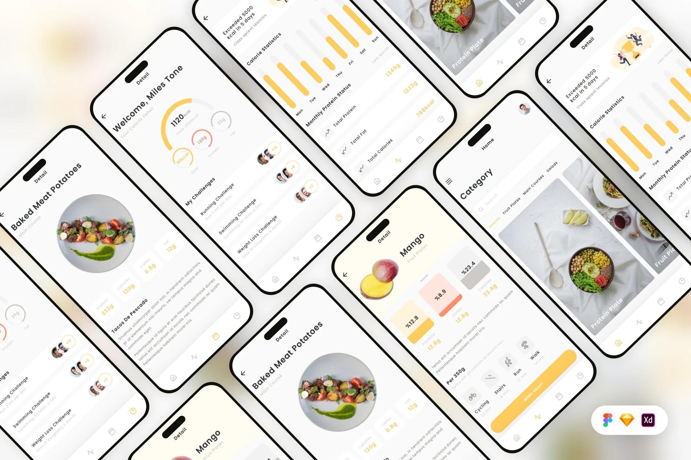 Calorie Tracking Mobile App UI Kit for Figma, Sketch & XD | UIworkshop