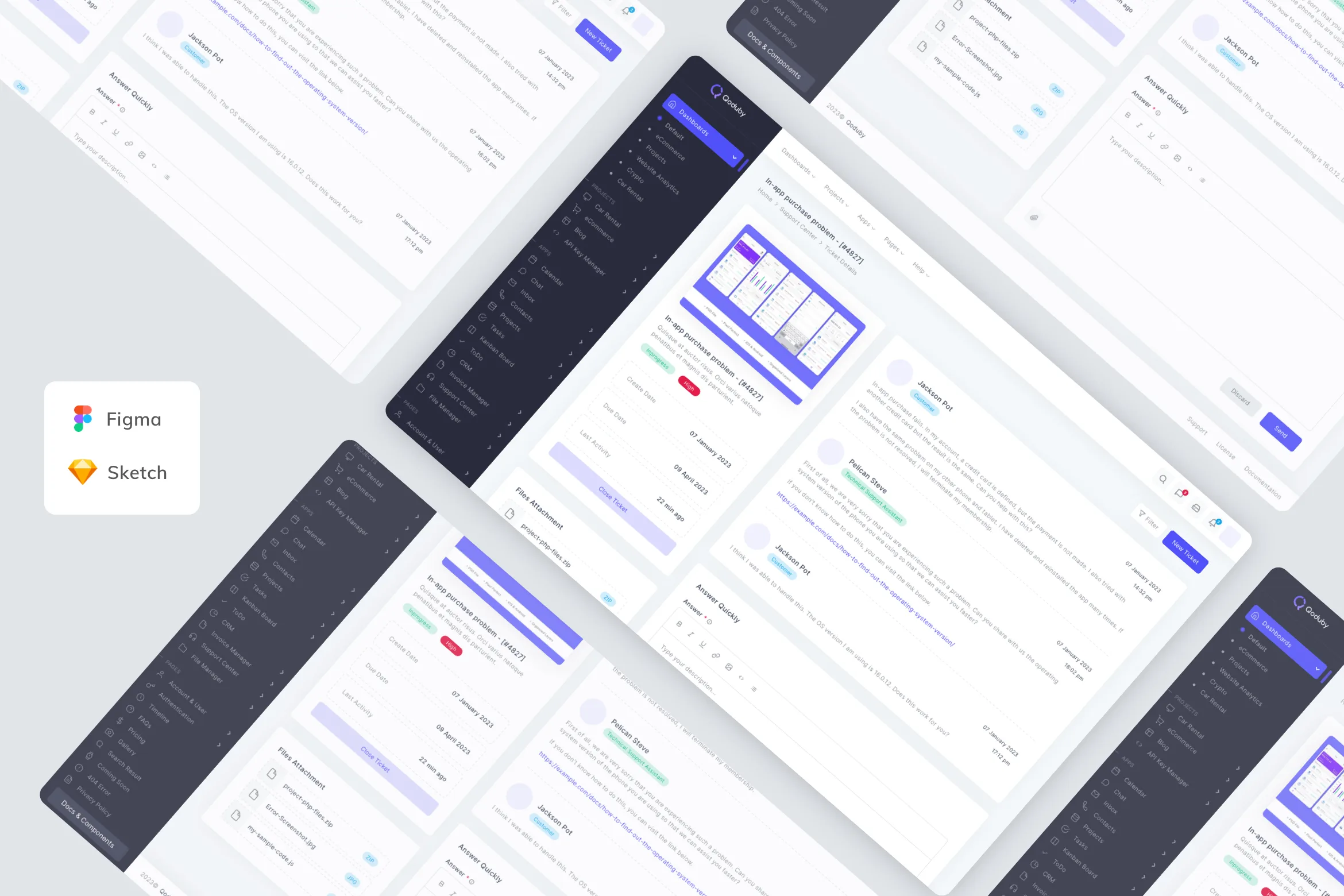Ticket Details Admin Dashboard Template UI Kit for Figma, Sketch & XD ...