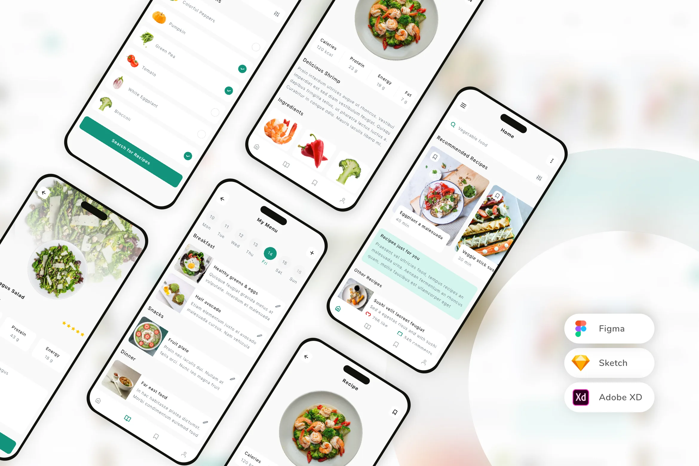 Food Recipes & Cooking Mobile App UI Kit for Figma, Sketch & XD ...