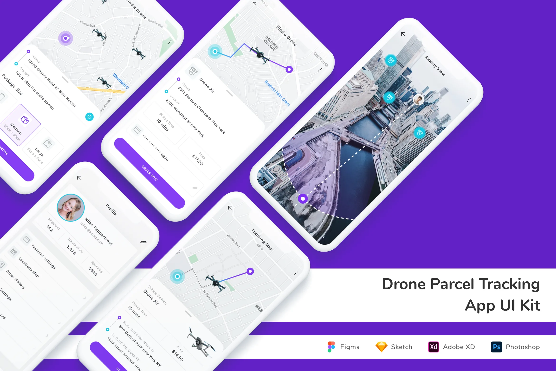 Drone Parcel Tracking App UI Kit for Figma, Sketch & XD | UIworkshop