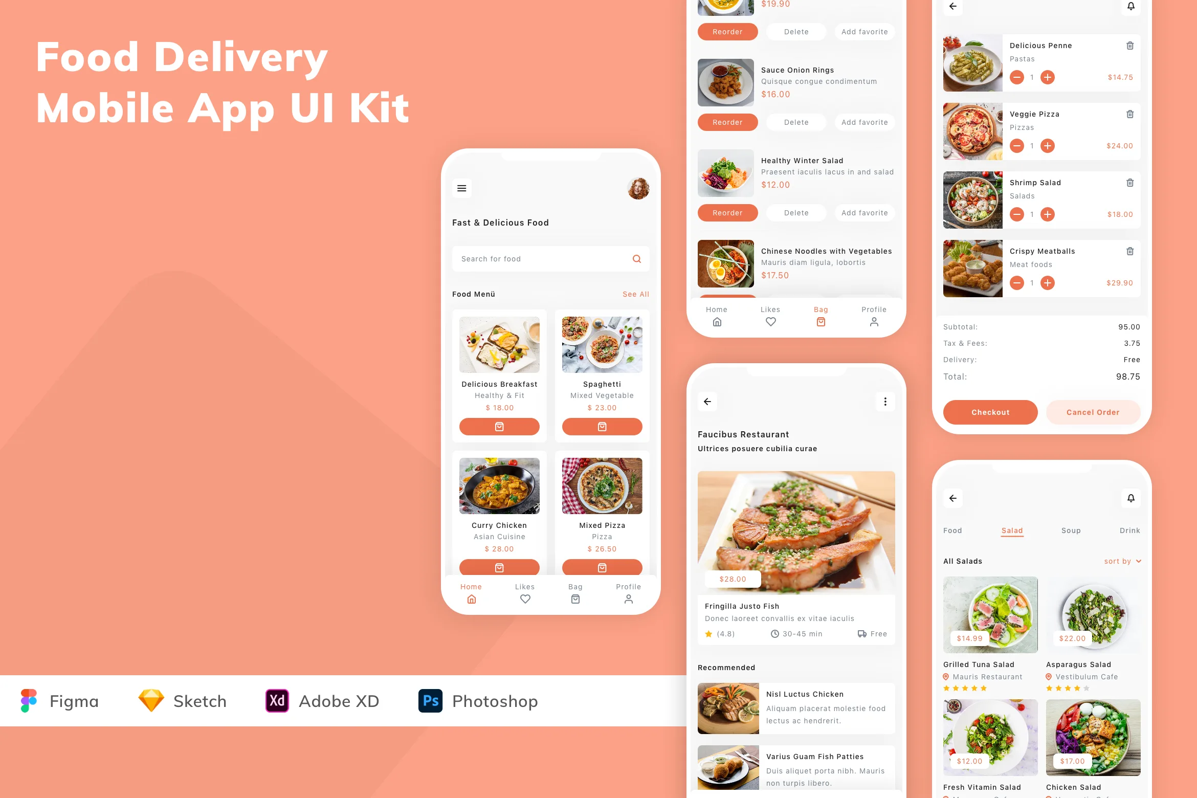 Food Delivery Mobile App UI Kit for Figma, Sketch & XD | UIworkshop