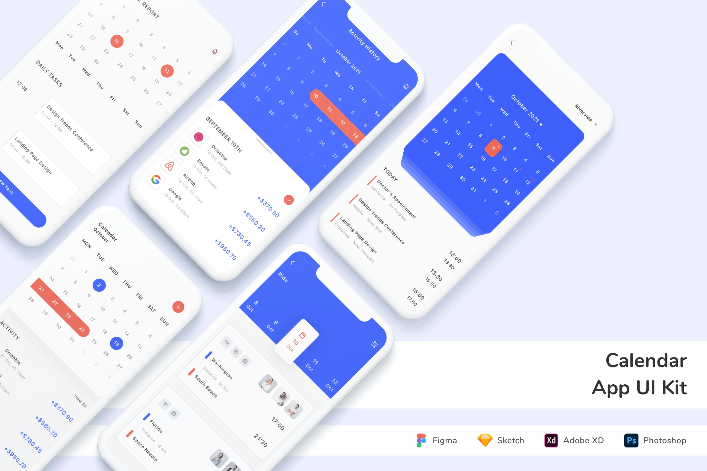Calendar App UI Kit for Figma, Sketch & XD | UIworkshop