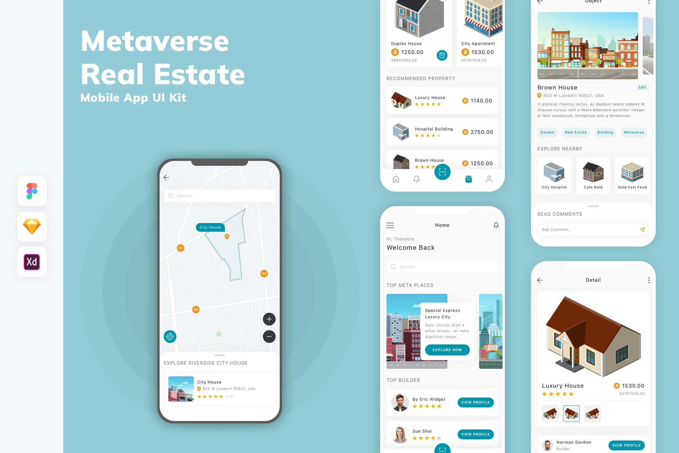 Metaverse Real Estate Mobile App UI Kit for Figma, Sketch & XD | UIworkshop