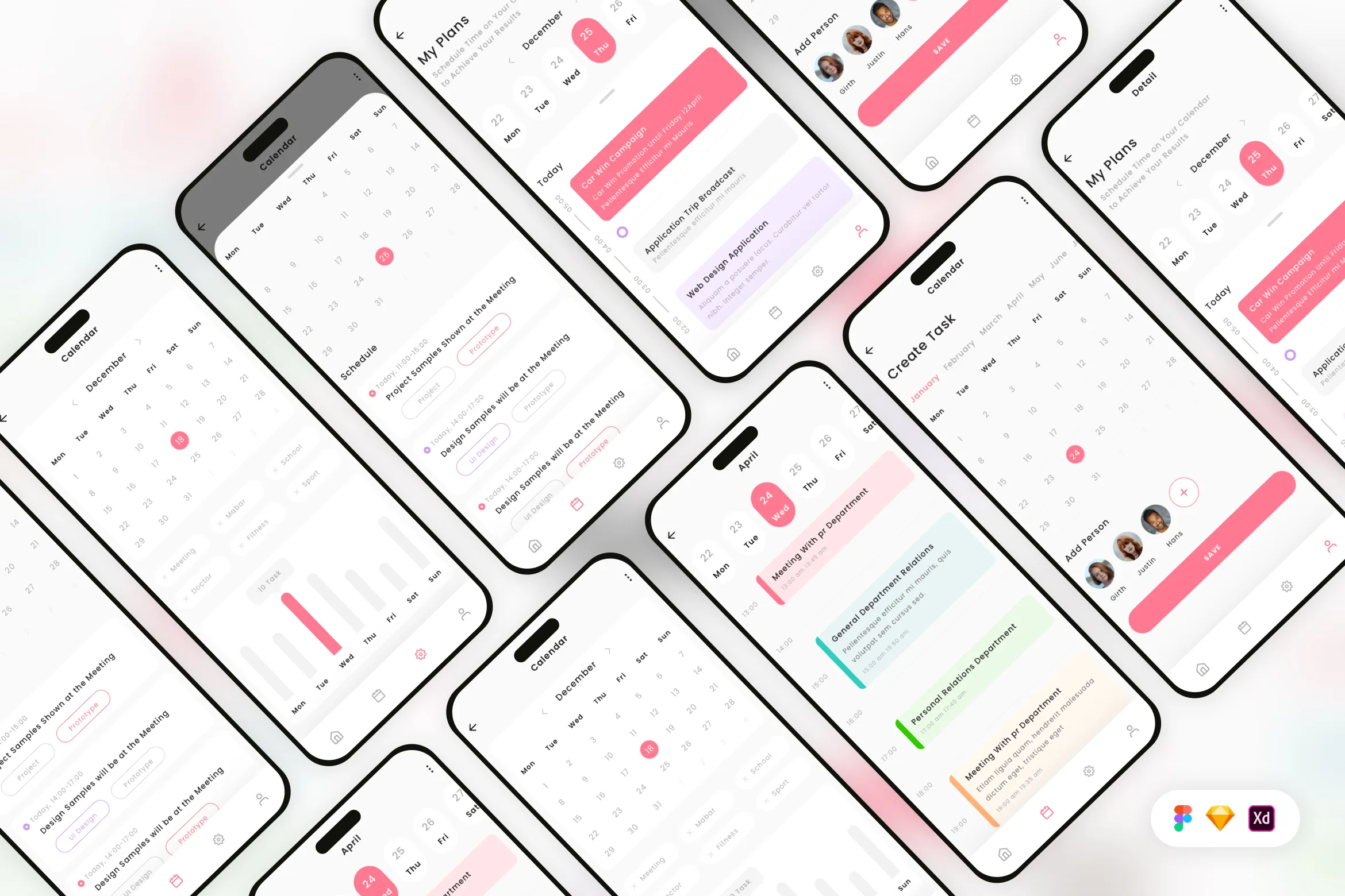Planning Calendar Mobile App UI Kit for Figma, Sketch & XD | UIworkshop