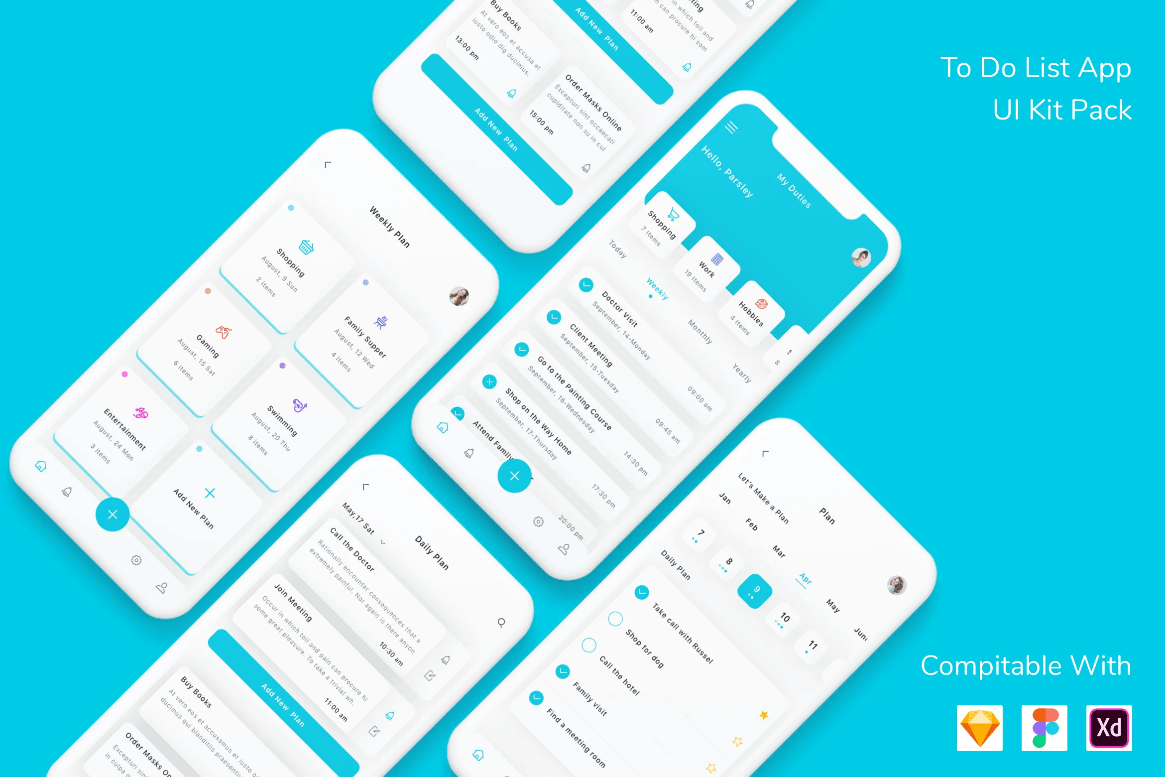 To Do List App UI Kit Pack for Figma, Sketch & XD | UIworkshop
