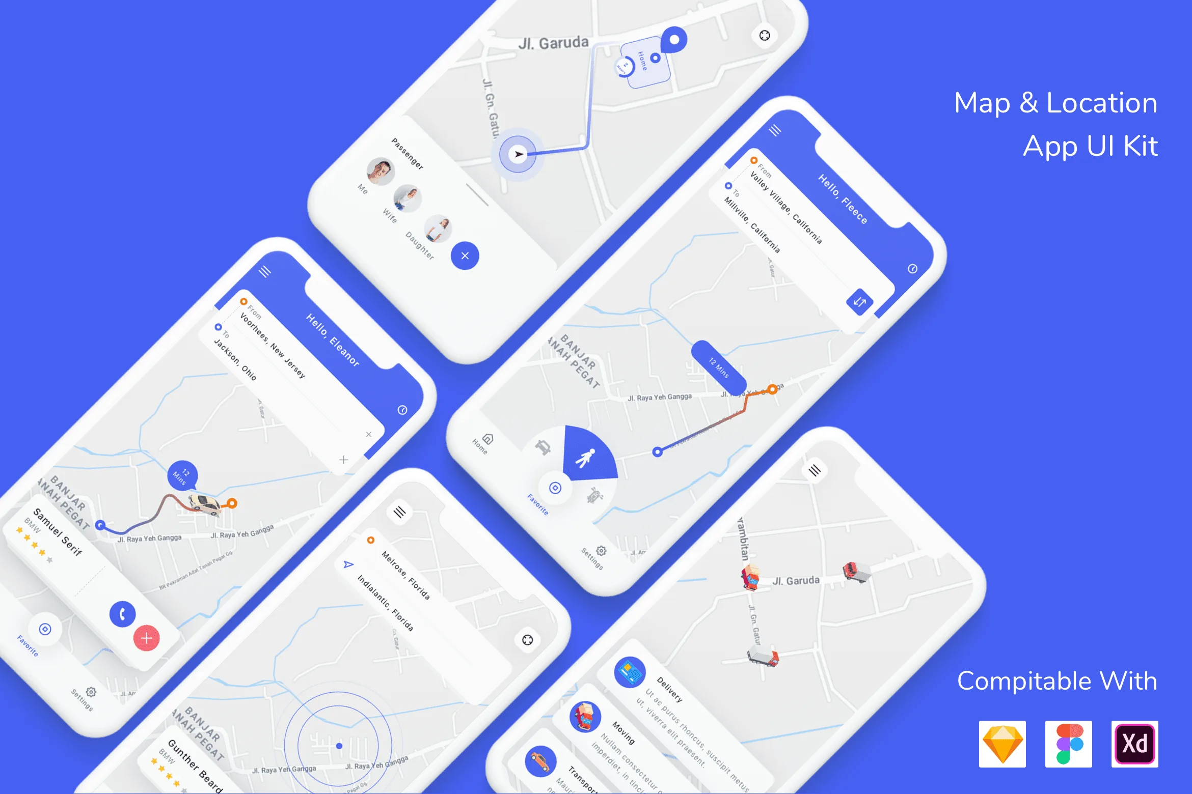 Map & Location App UI Kit for Figma, Sketch & XD | UIworkshop