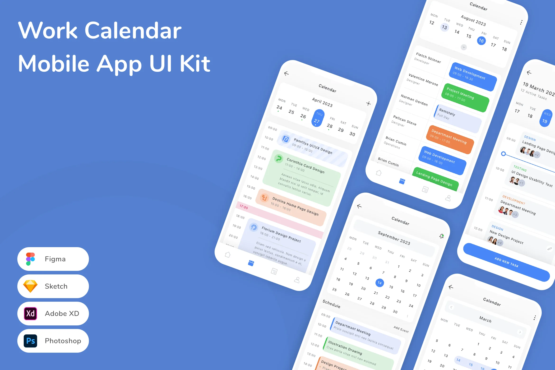 Work Calendar Mobile App UI Kit for Figma, Sketch & XD | UIworkshop