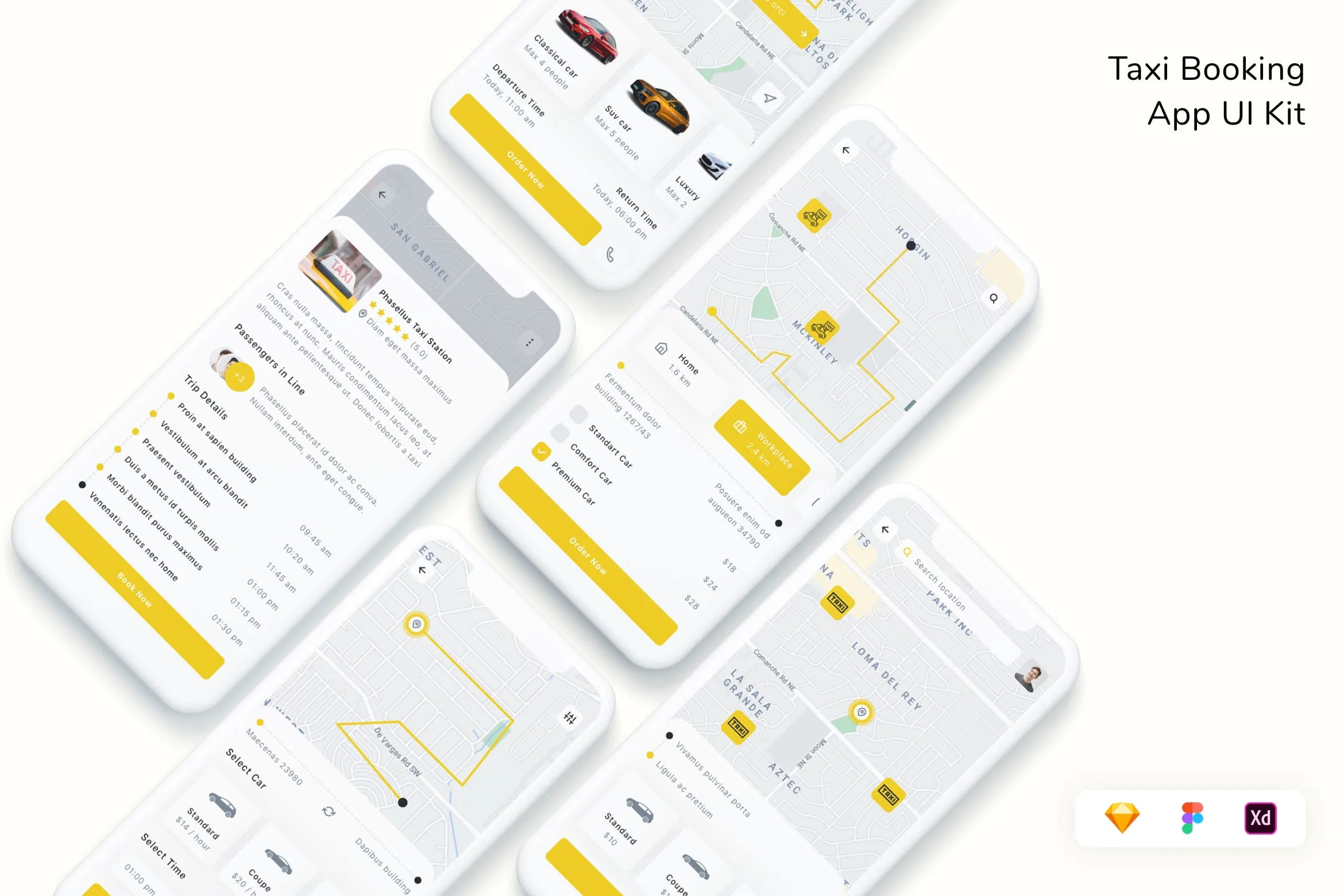Taxi Booking App UI Kit for Figma, Sketch & XD | UIworkshop