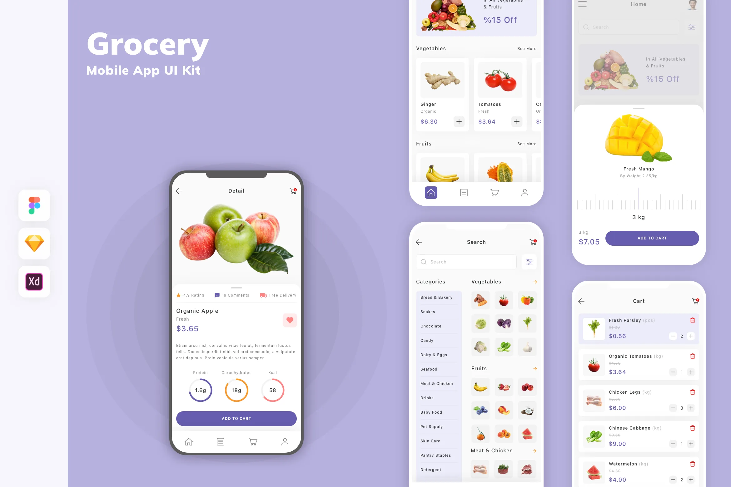 Grocery Mobile App UI Kit for Figma, Sketch & XD | UIworkshop