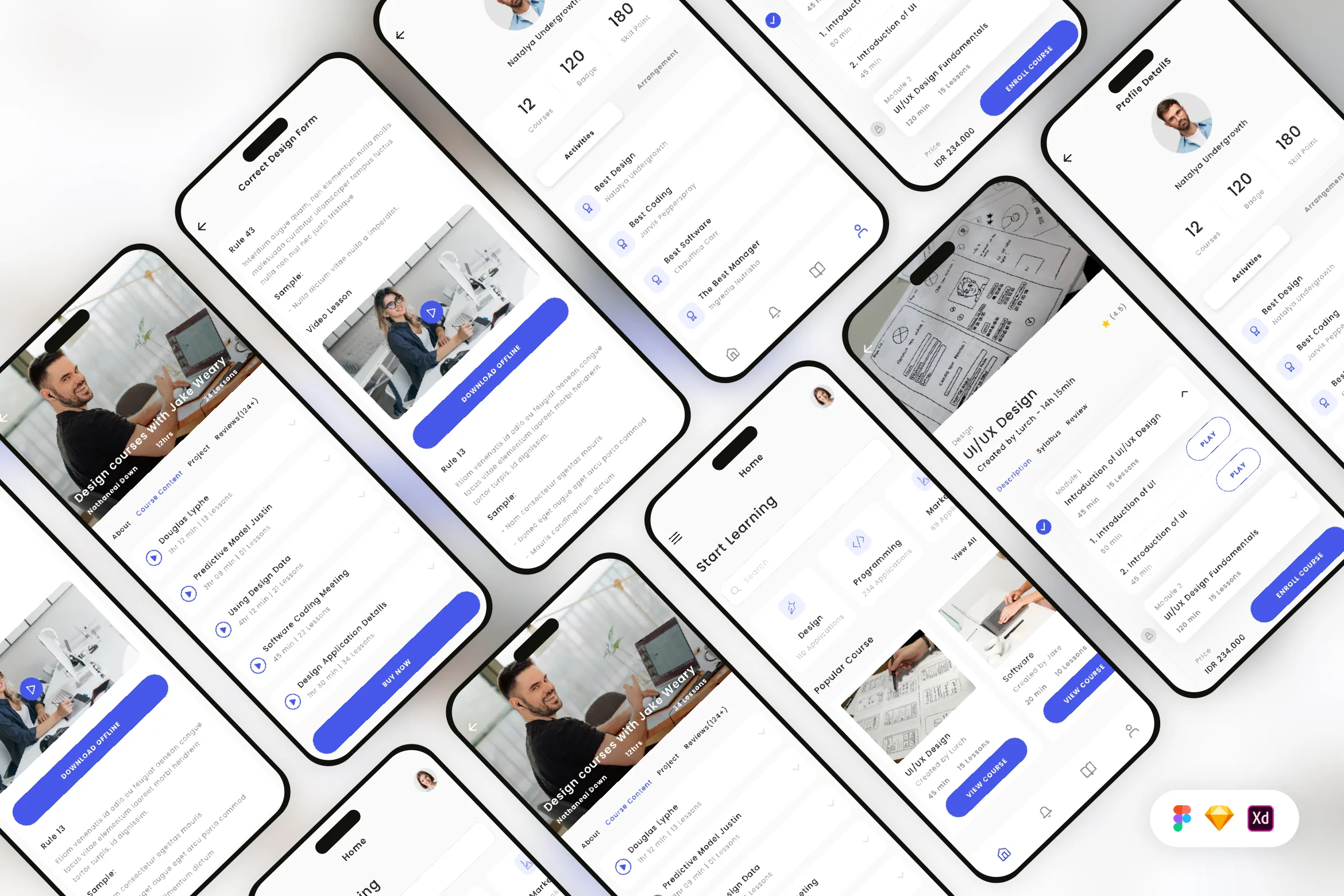 Online Course & Education Mobile App UI Kit for Figma, Sketch & XD ...