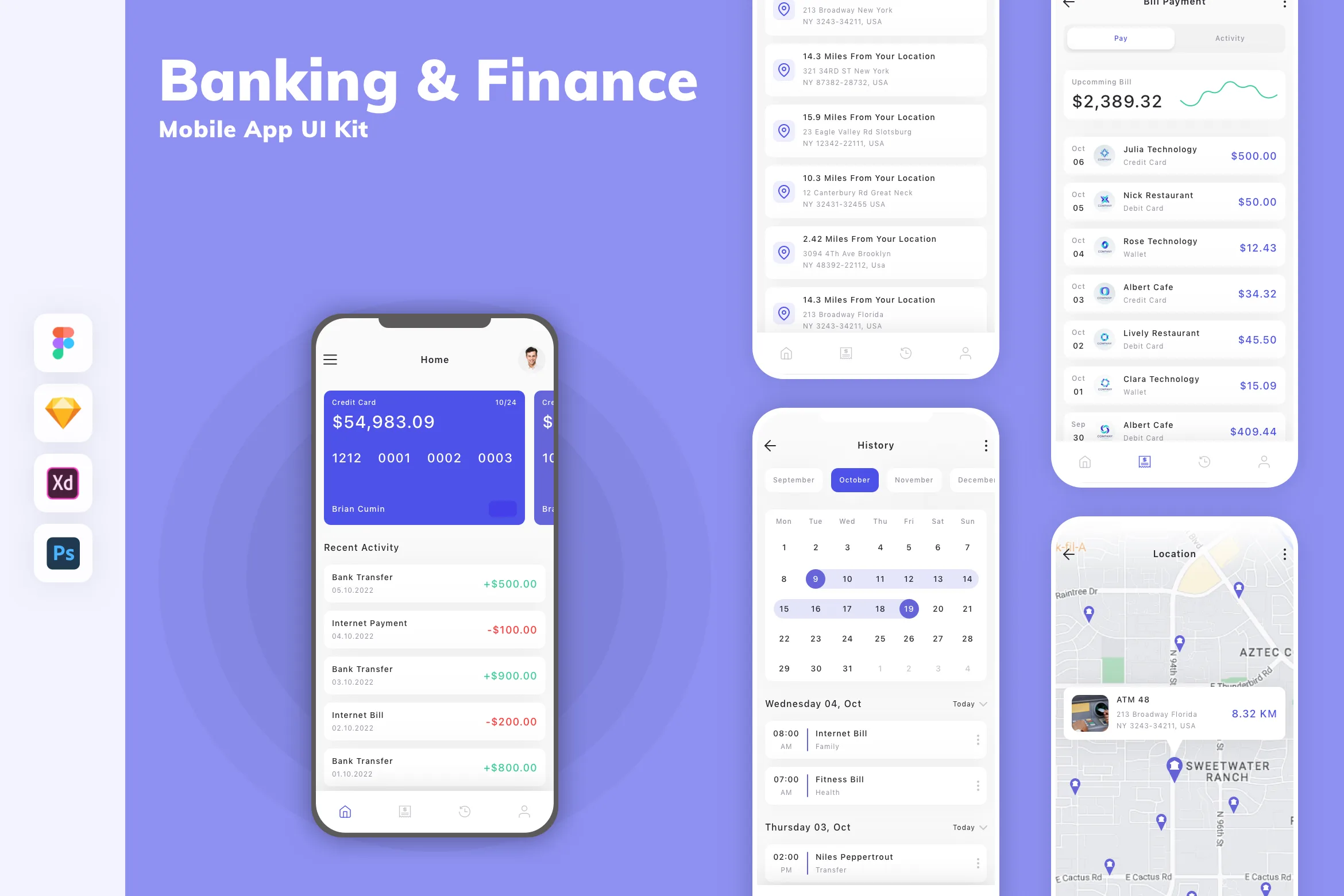 Banking & Finance Mobile App UI Kit for Figma, Sketch & XD | UIworkshop