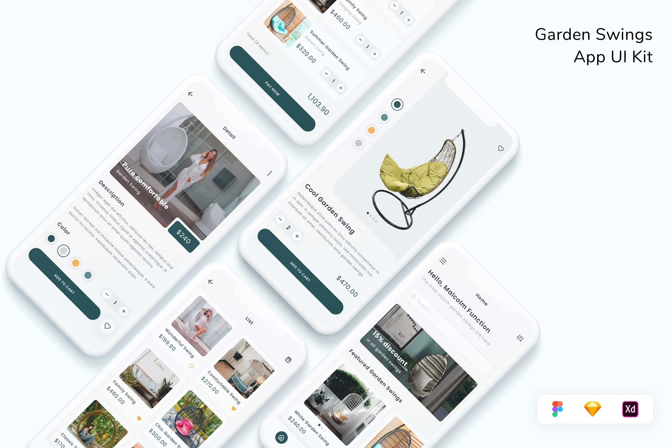 Garden Swings App UI Kit for Figma, Sketch & XD | UIworkshop