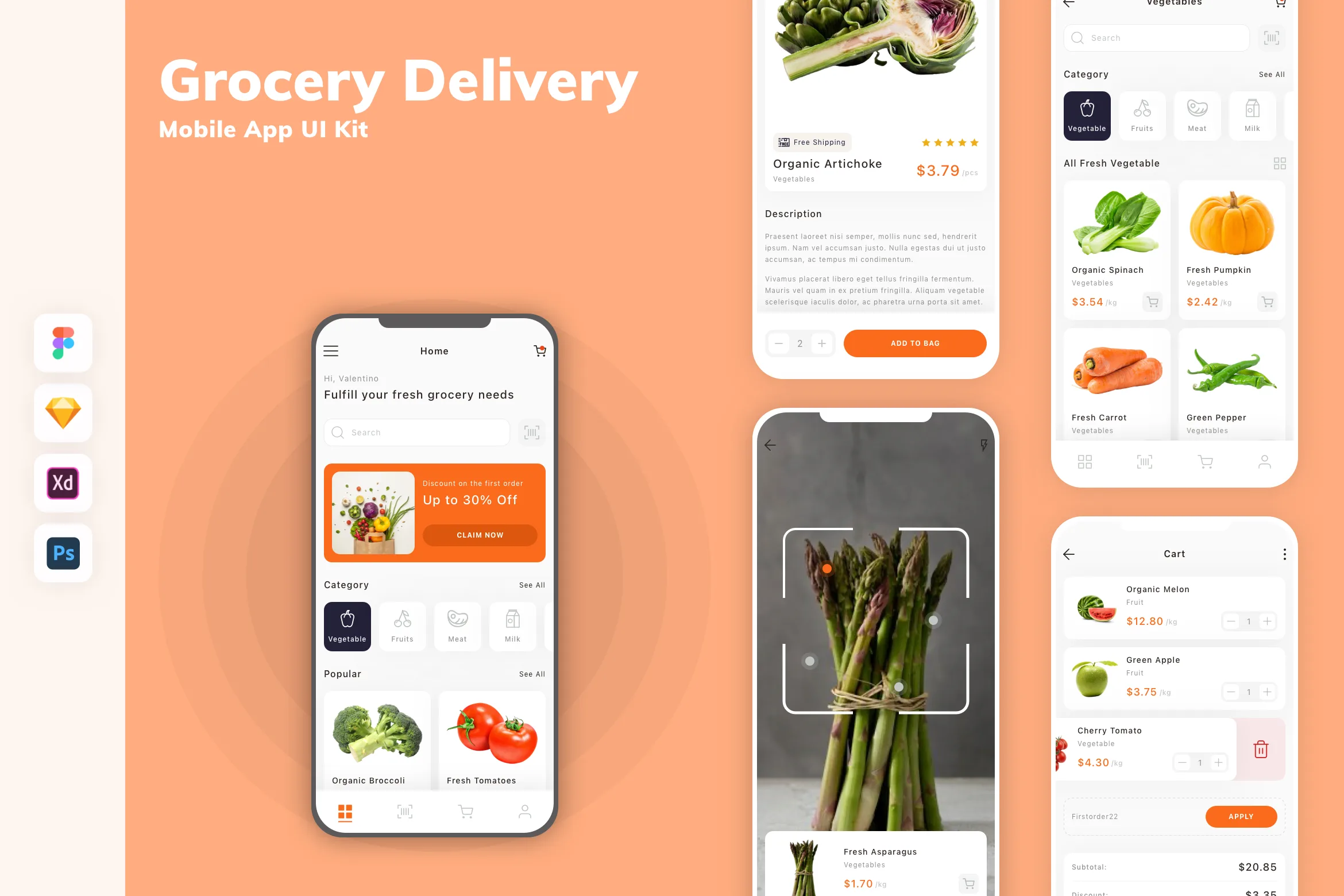 Grocery Delivery Mobile App UI Kit for Figma, Sketch & XD | UIworkshop