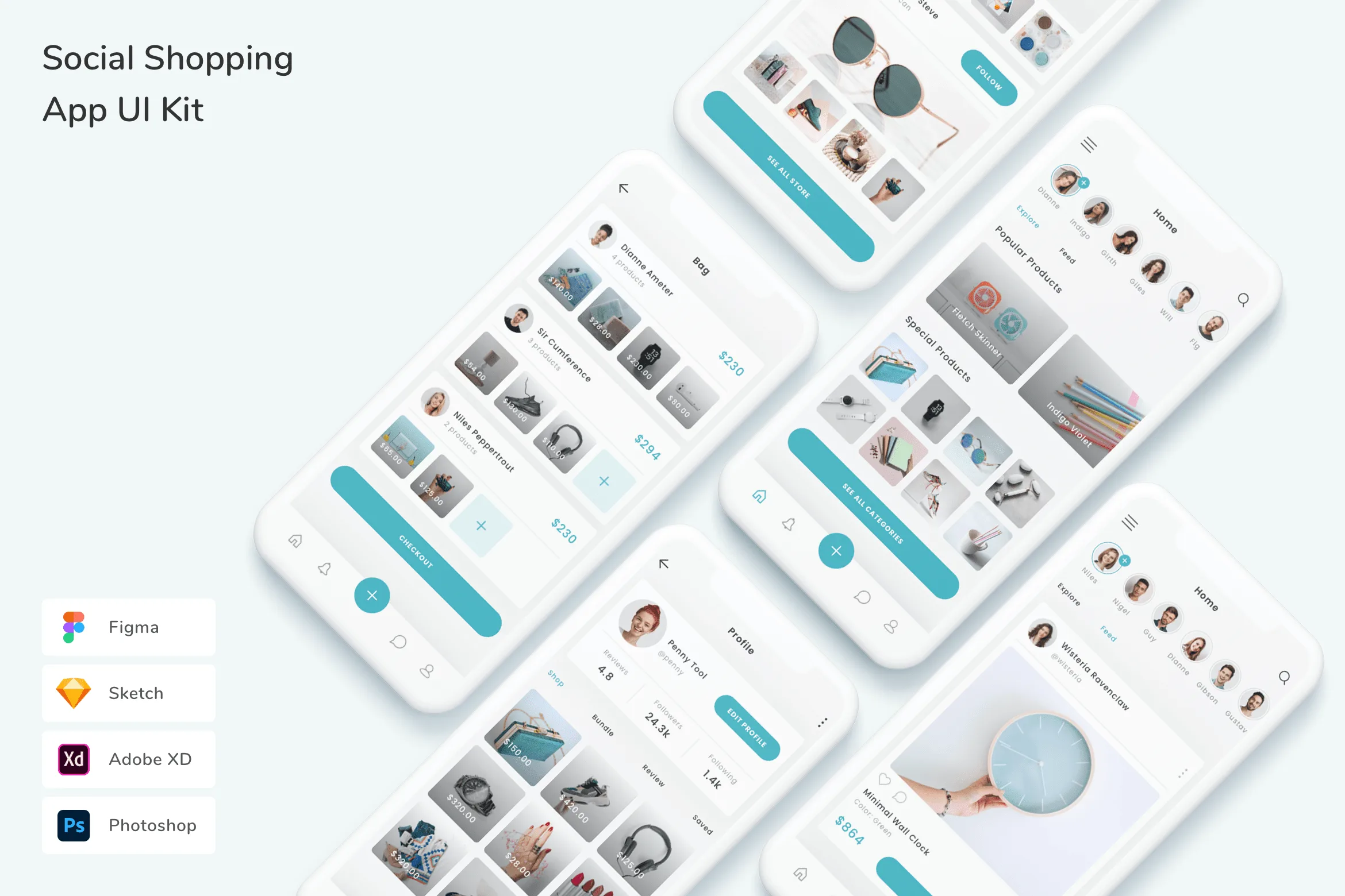 Social Shopping App UI Kit for Figma, Sketch & XD | UIworkshop