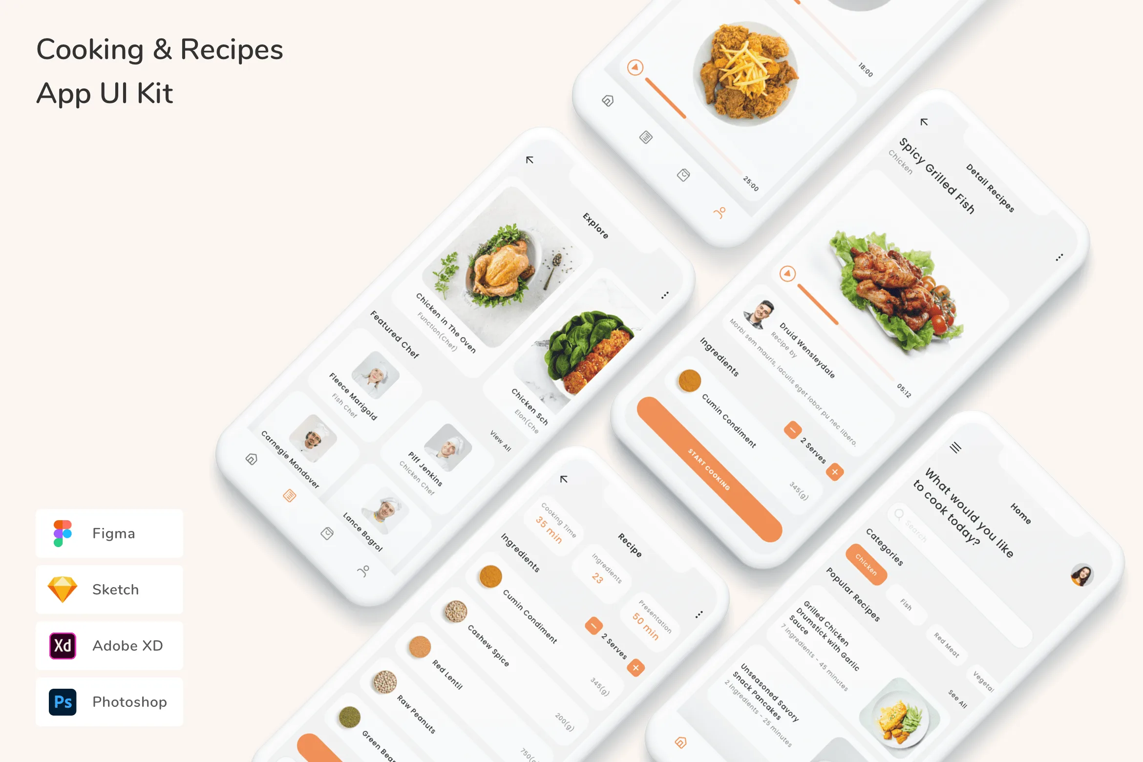 Cooking & Recipes App UI Kit for Figma, Sketch & XD | UIworkshop