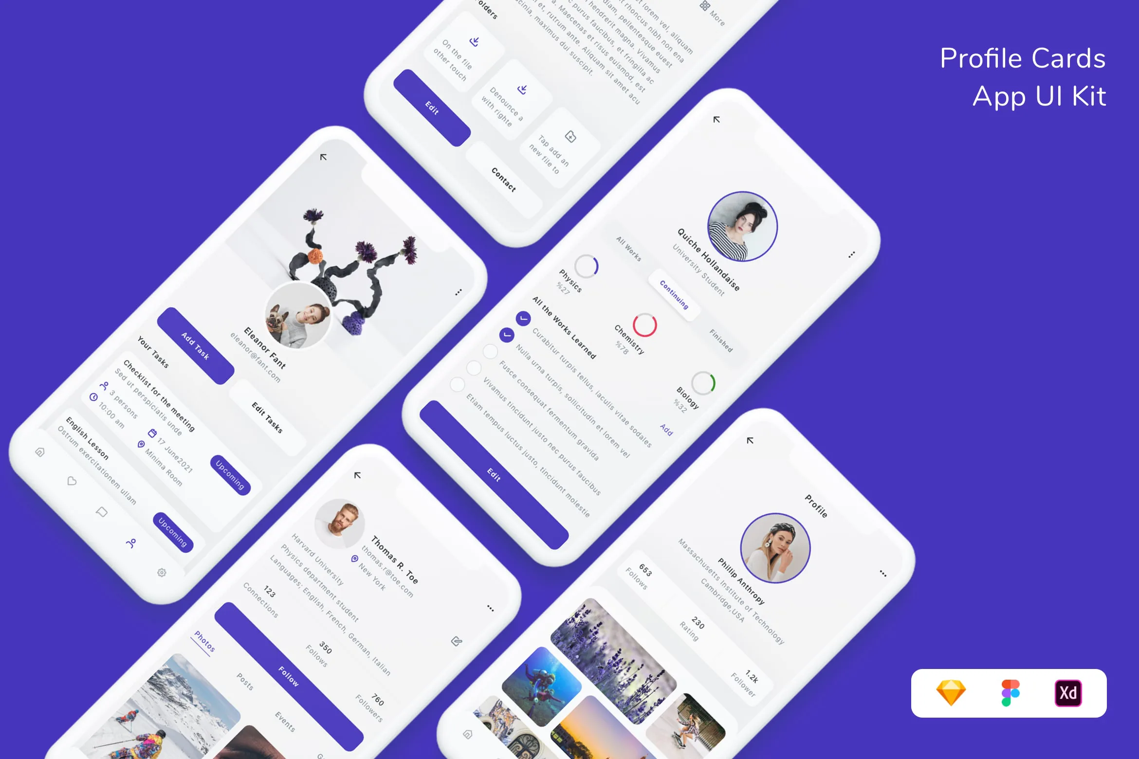 Profile Cards App UI Kit for Figma, Sketch & XD | UIworkshop