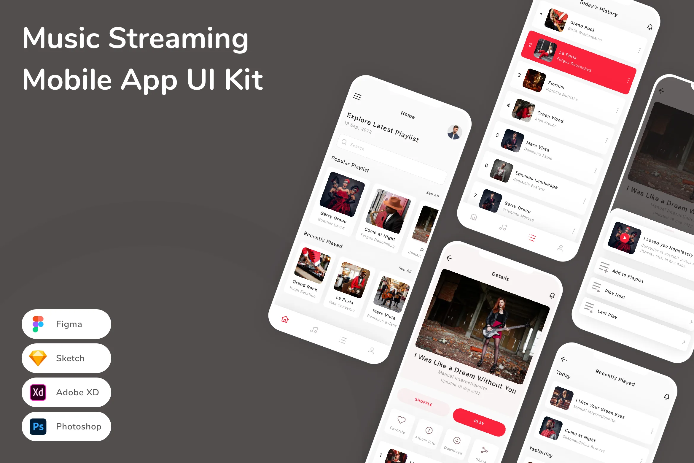 Music Streaming Mobile App UI Kit for Figma, Sketch & XD | UIworkshop