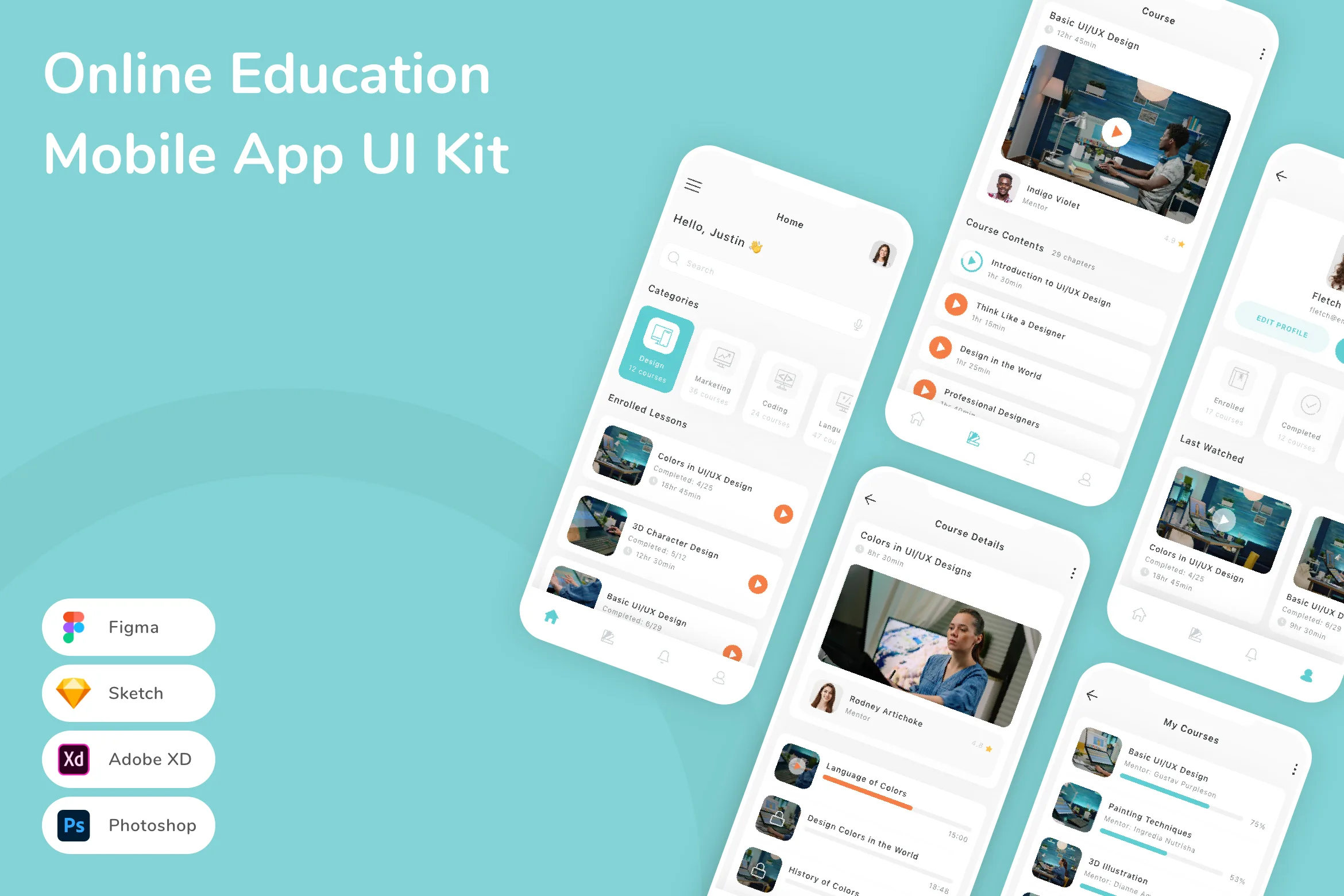 Online Education Mobile App UI Kit for Figma, Sketch & XD | UIworkshop
