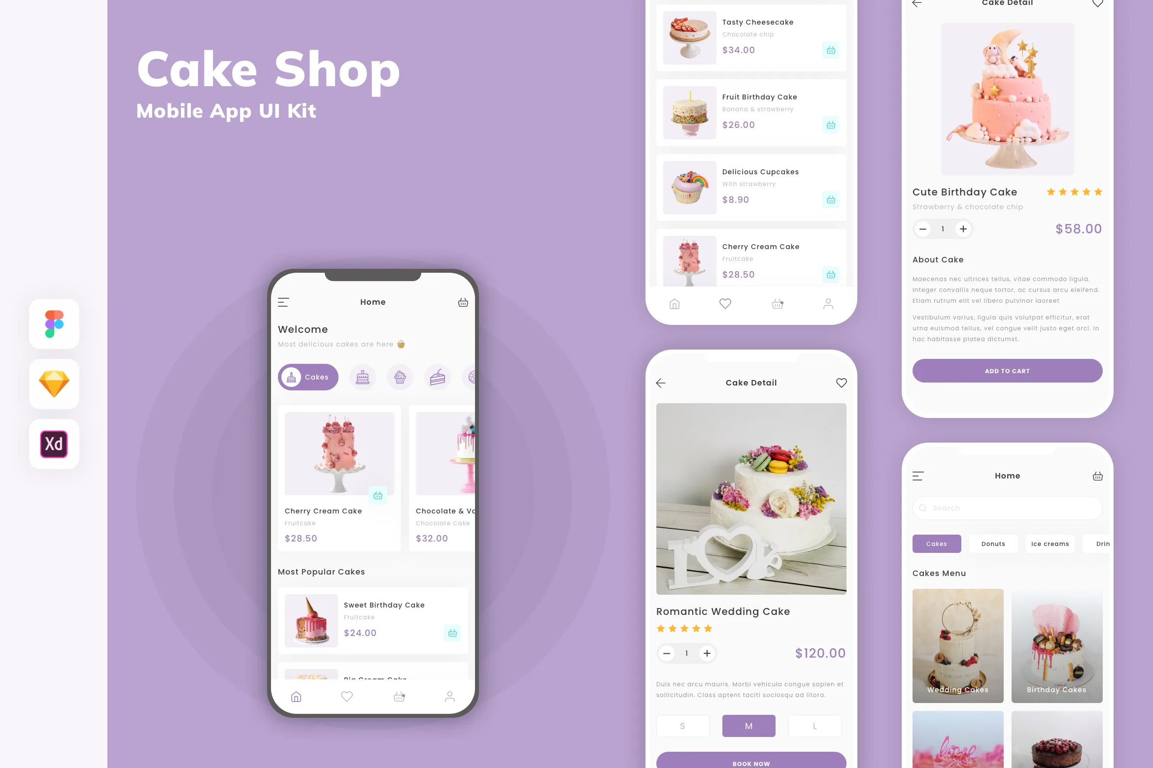 Cake Shop Mobile App UI Kit for Figma, Sketch & XD | UIworkshop