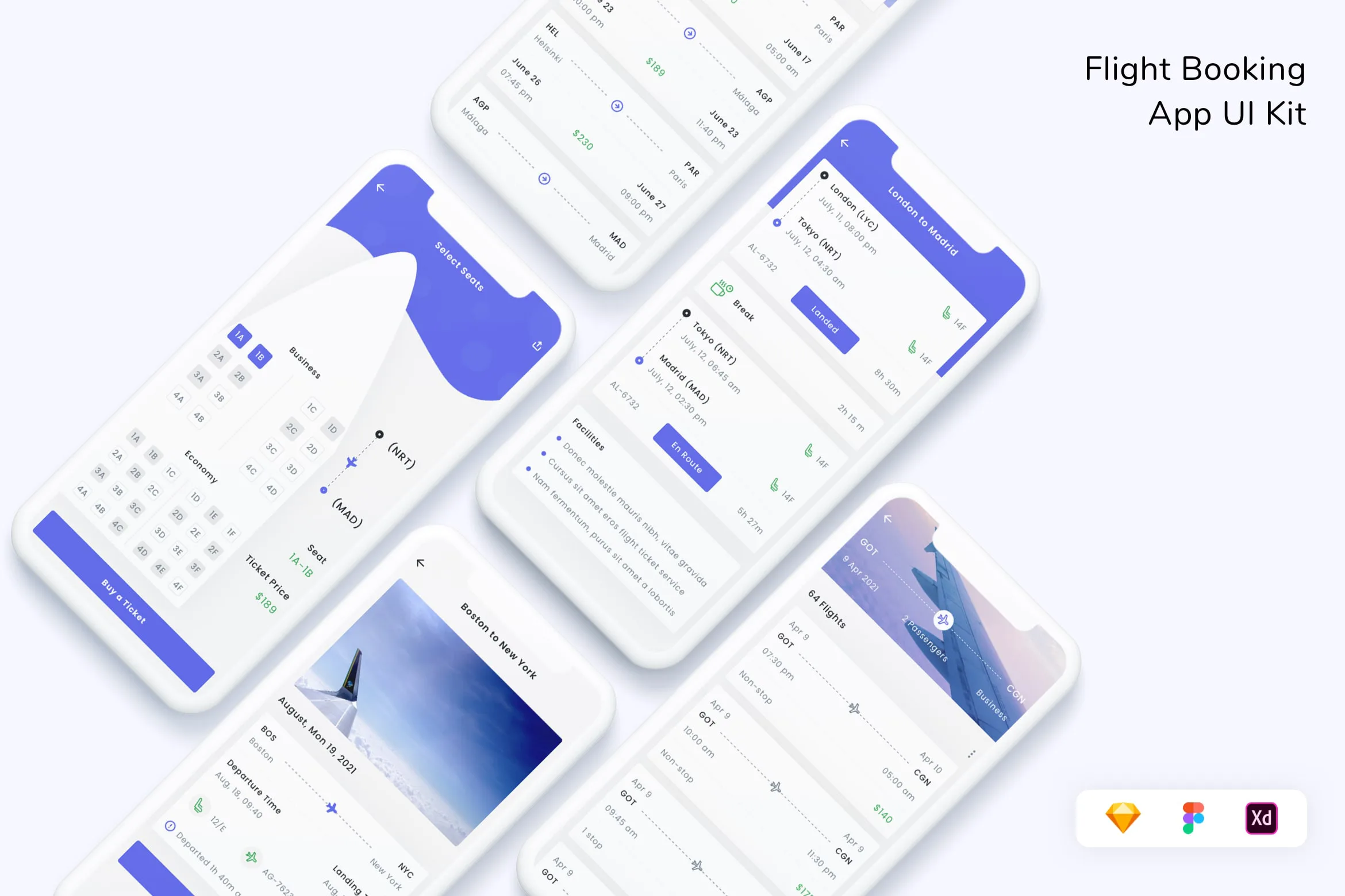 Flight Booking App UI Kit for Figma, Sketch & XD | UIworkshop