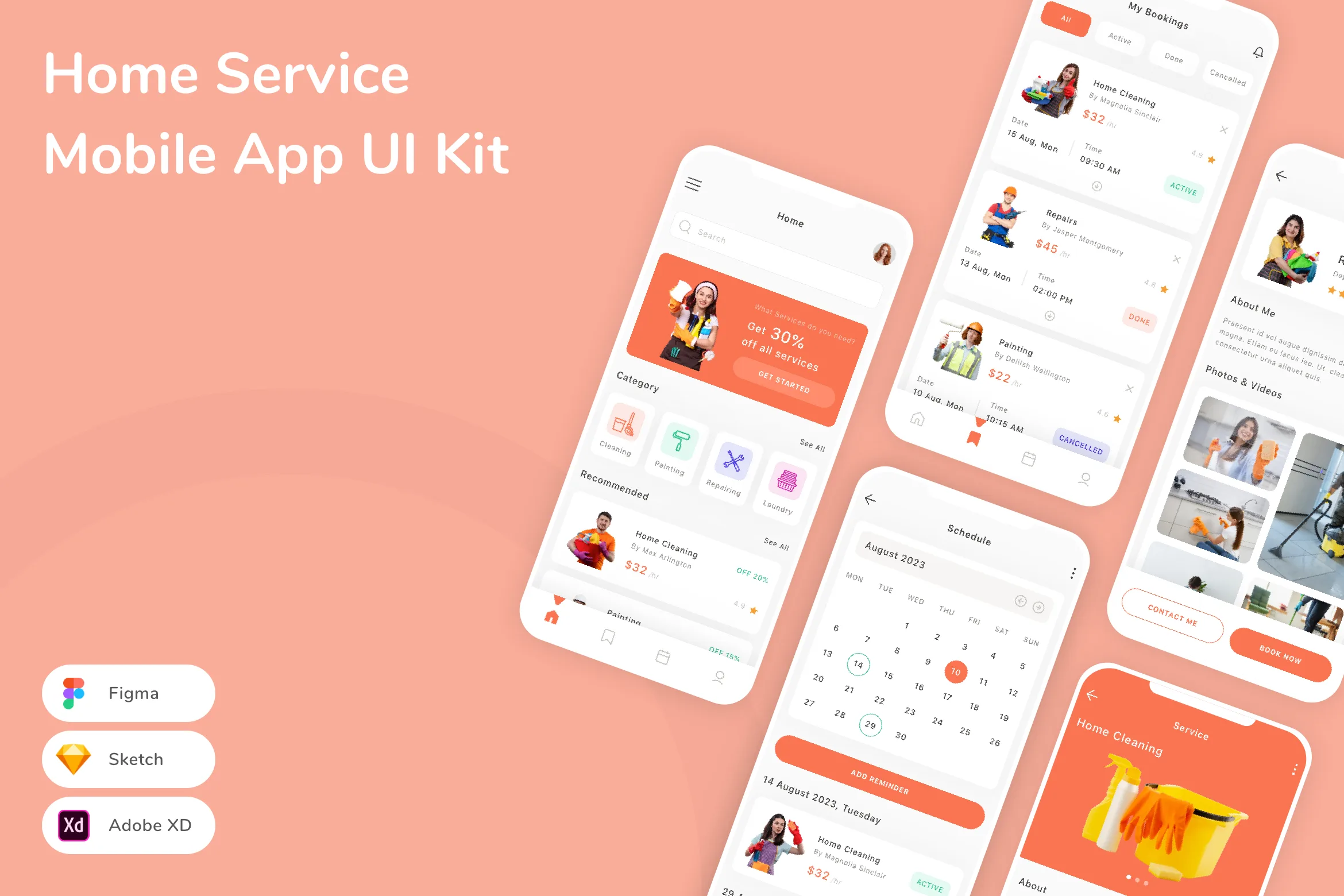 Home Service Mobile App UI Kit for Figma, Sketch & XD | UIworkshop
