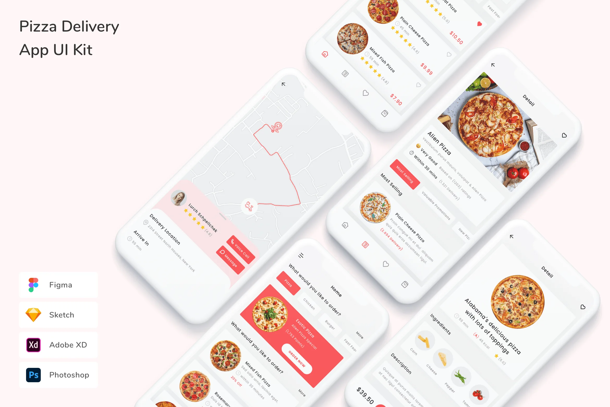 Pizza Delivery App UI Kit for Figma, Sketch & XD | UIworkshop