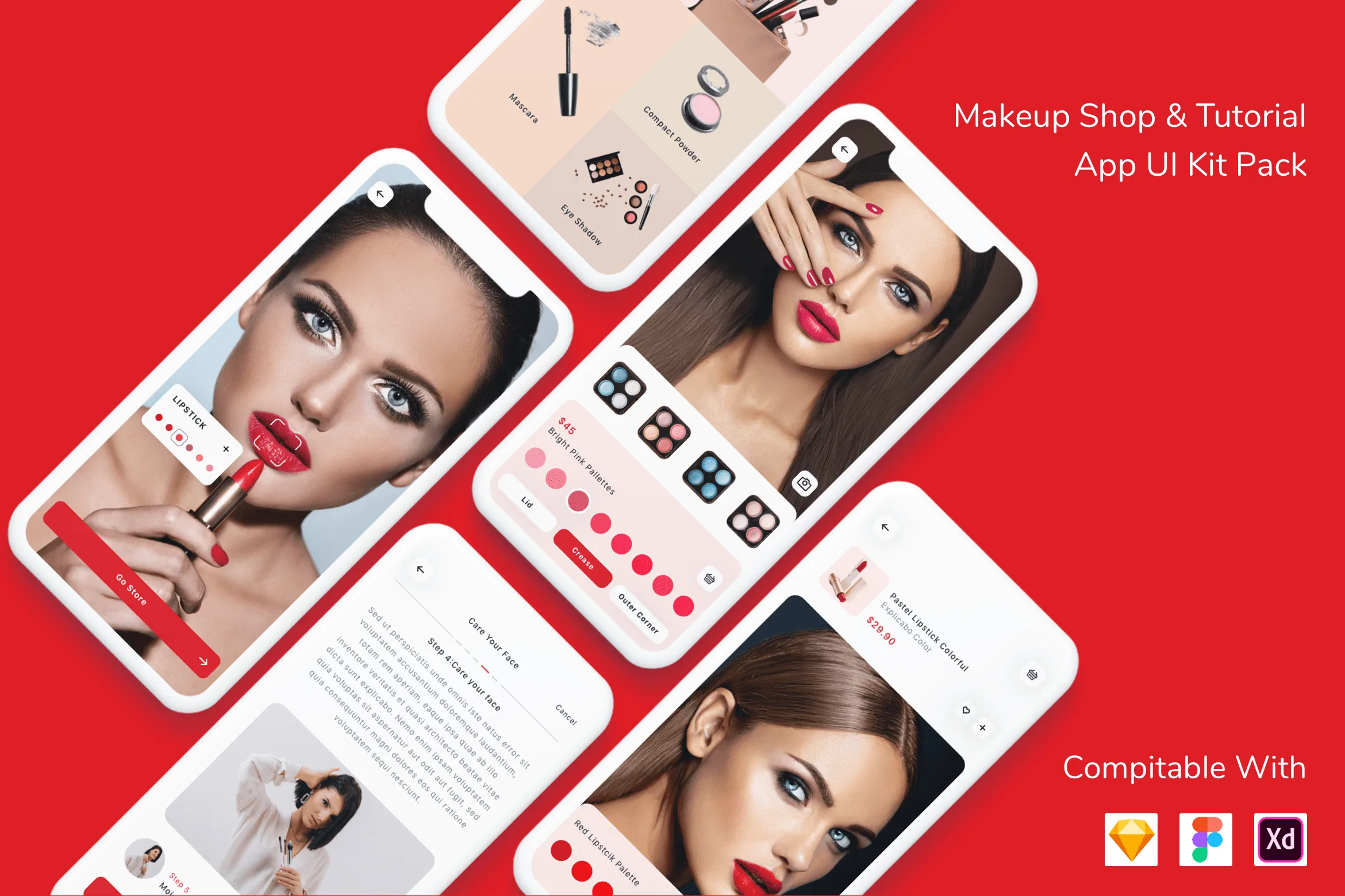 Makeup Shop & Tutorial App UI Kit Pack for Figma, Sketch & XD | UIworkshop