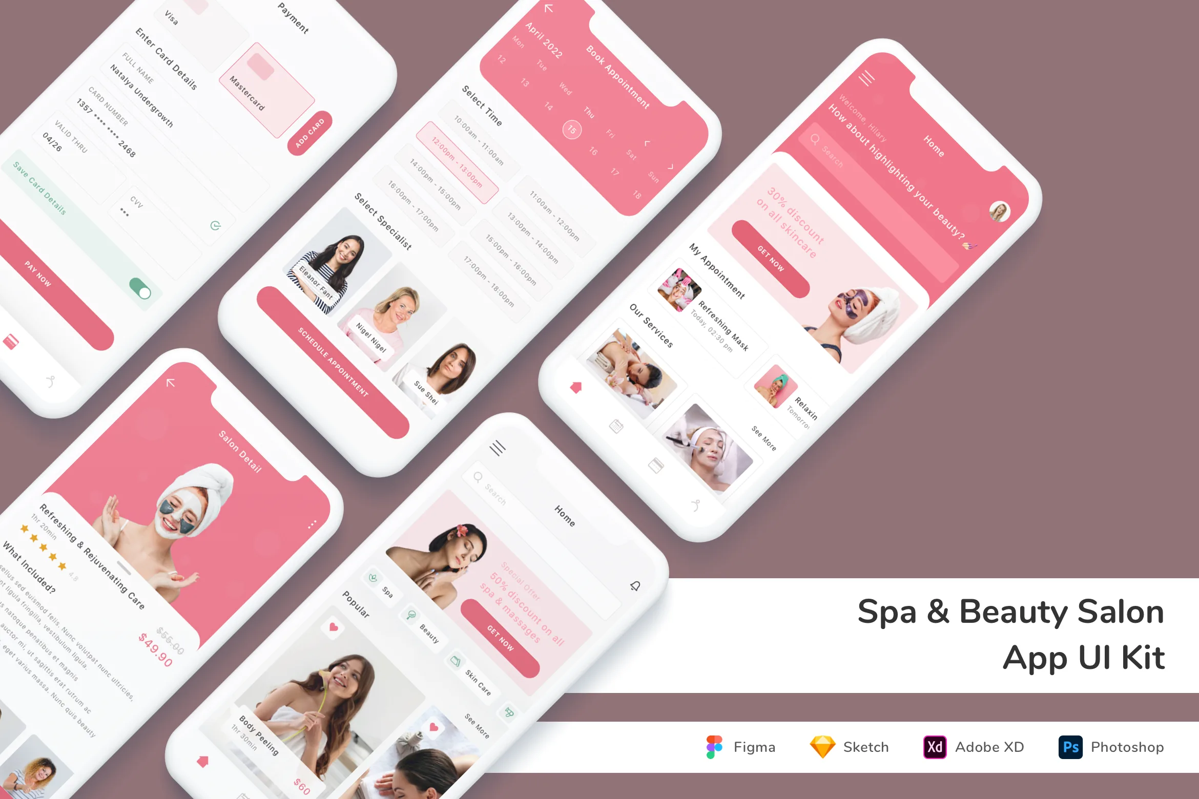 Spa & Beauty Salon App UI Kit for Figma, Sketch & XD | UIworkshop