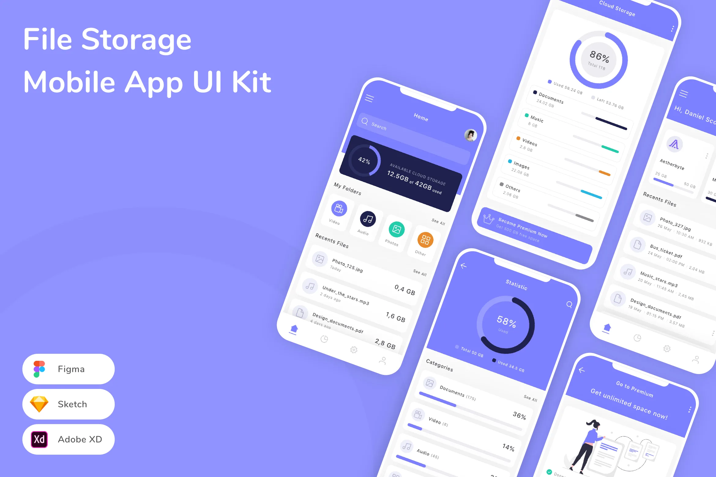File Storage Mobile App UI Kit for Figma, Sketch & XD | UIworkshop