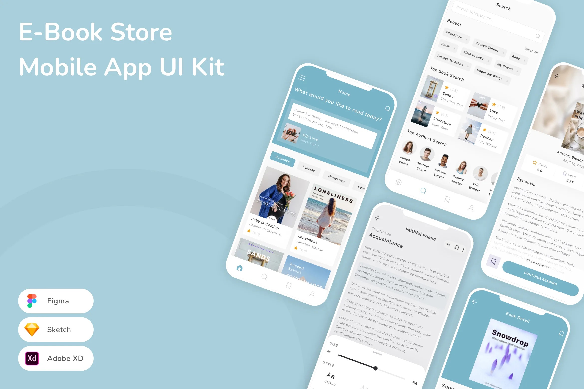 E-Book Store Mobile App UI Kit for Figma, Sketch & XD | UIworkshop