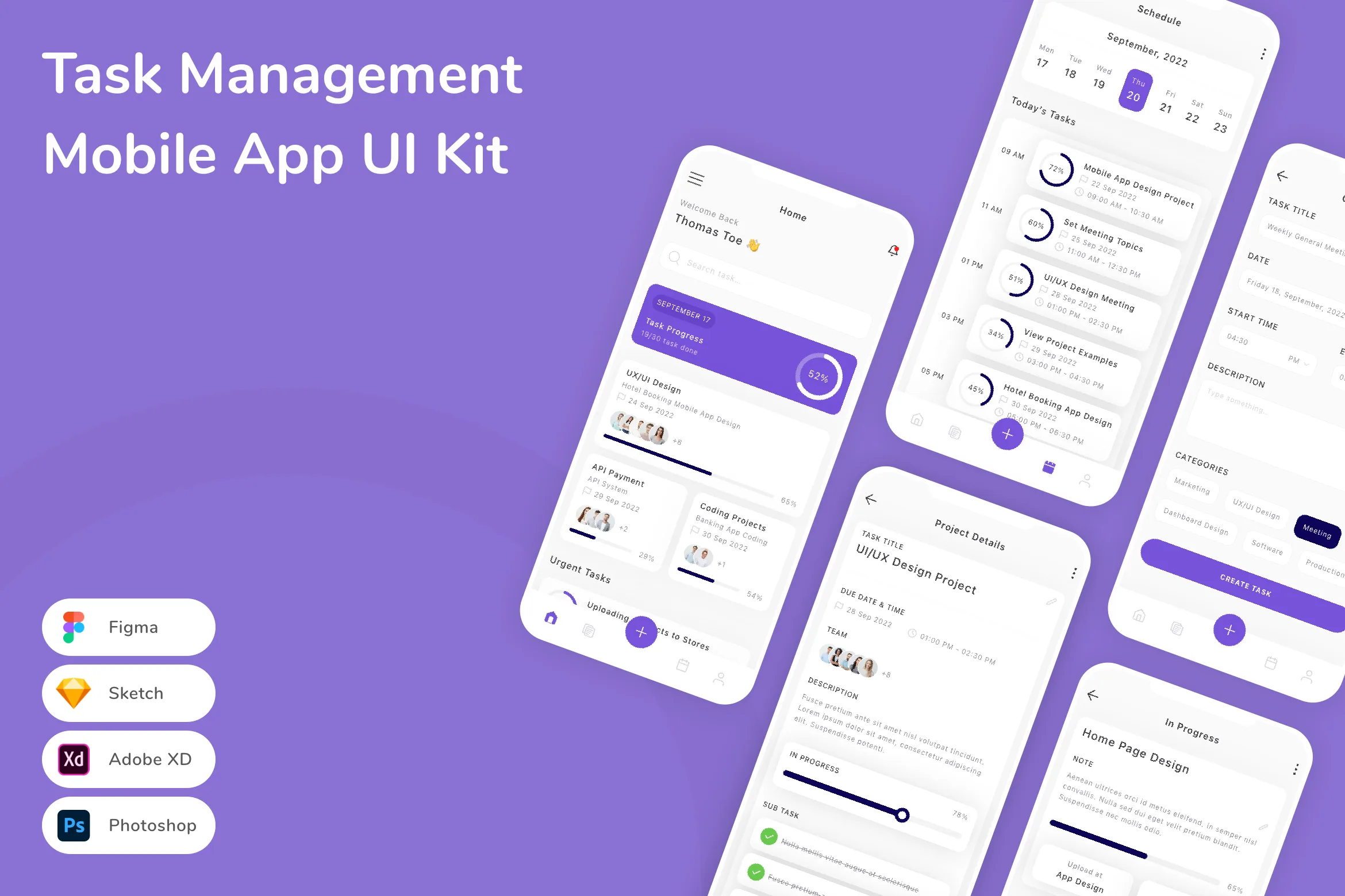 Task Management Mobile App UI Kit for Figma, Sketch & XD | UIworkshop