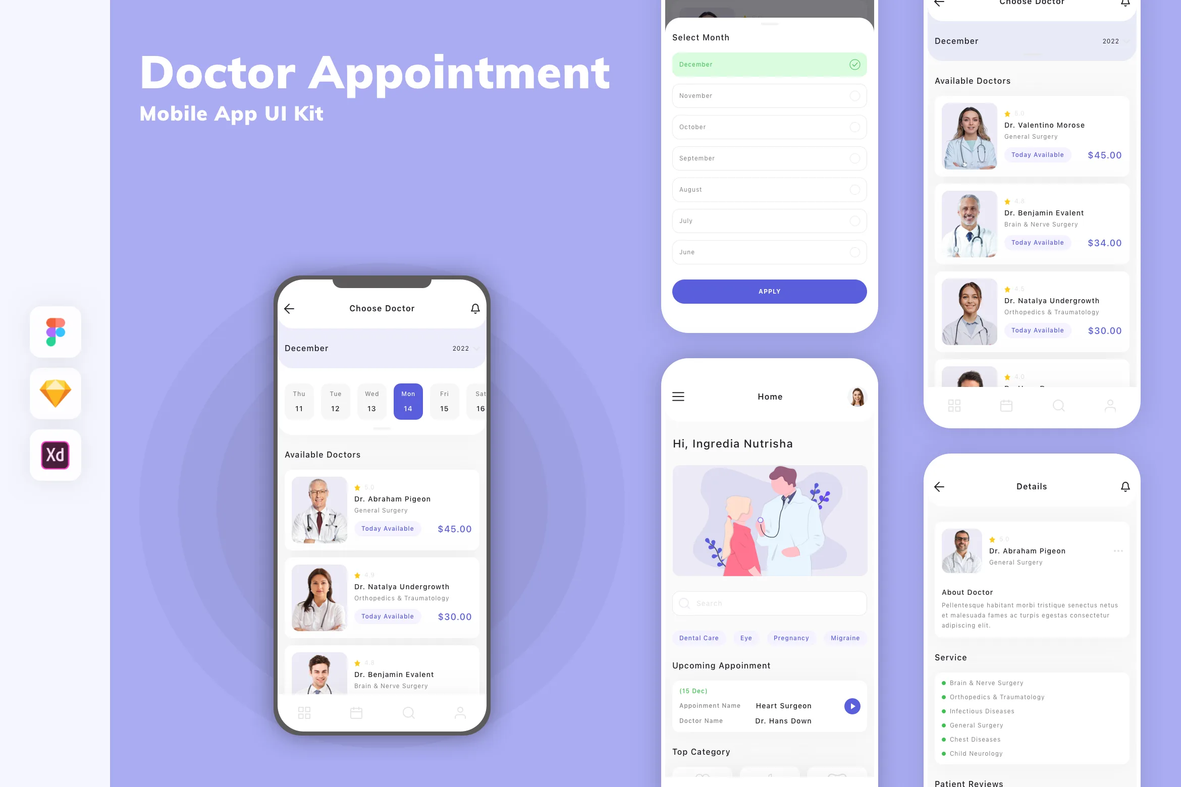 Doctor Appointment Mobile App UI Kit for Figma, Sketch & XD | UIworkshop