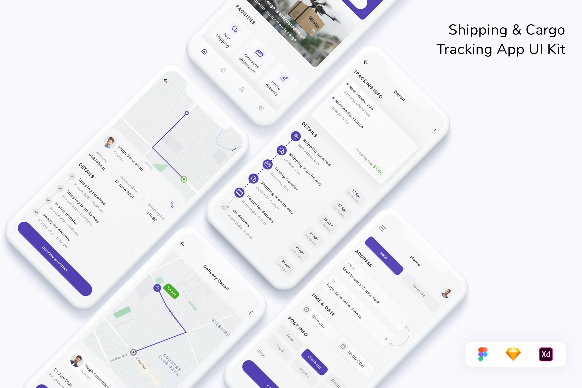 Shipping & Cargo Tracking App UI Kit for Figma, Sketch & XD | UIworkshop