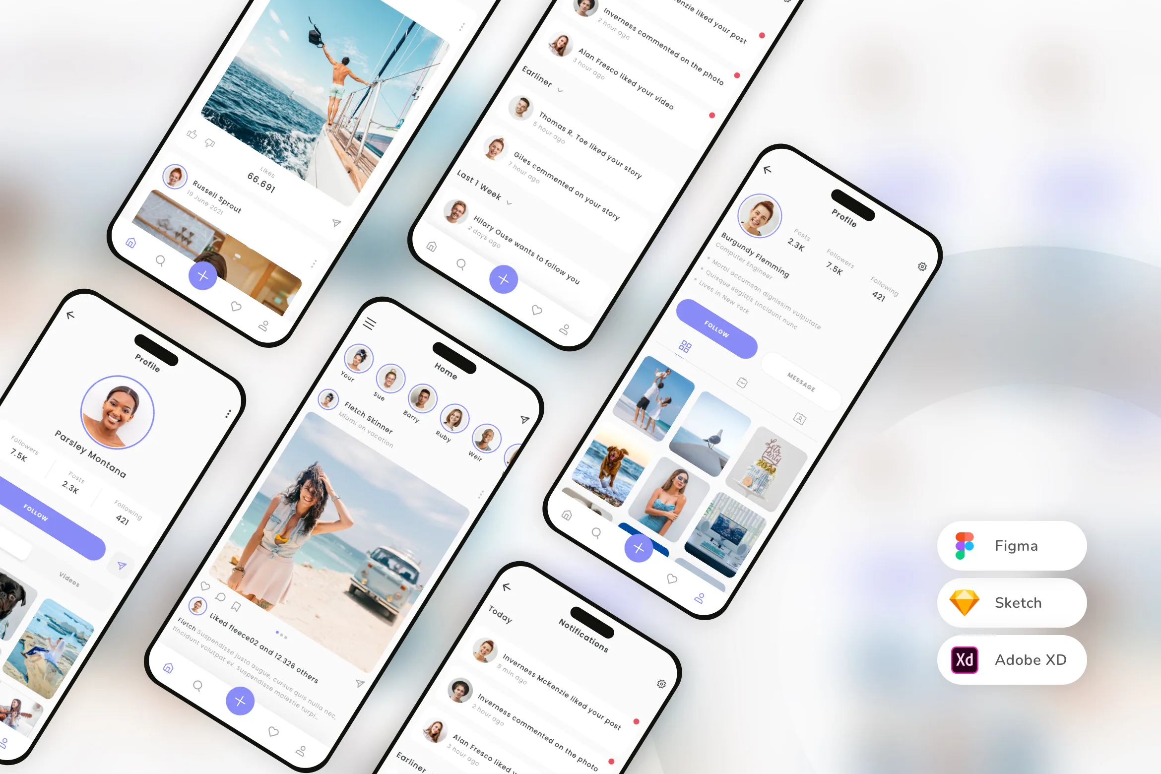 Social Media & Feed Mobile App UI Kit for Figma, Sketch & XD | UIworkshop