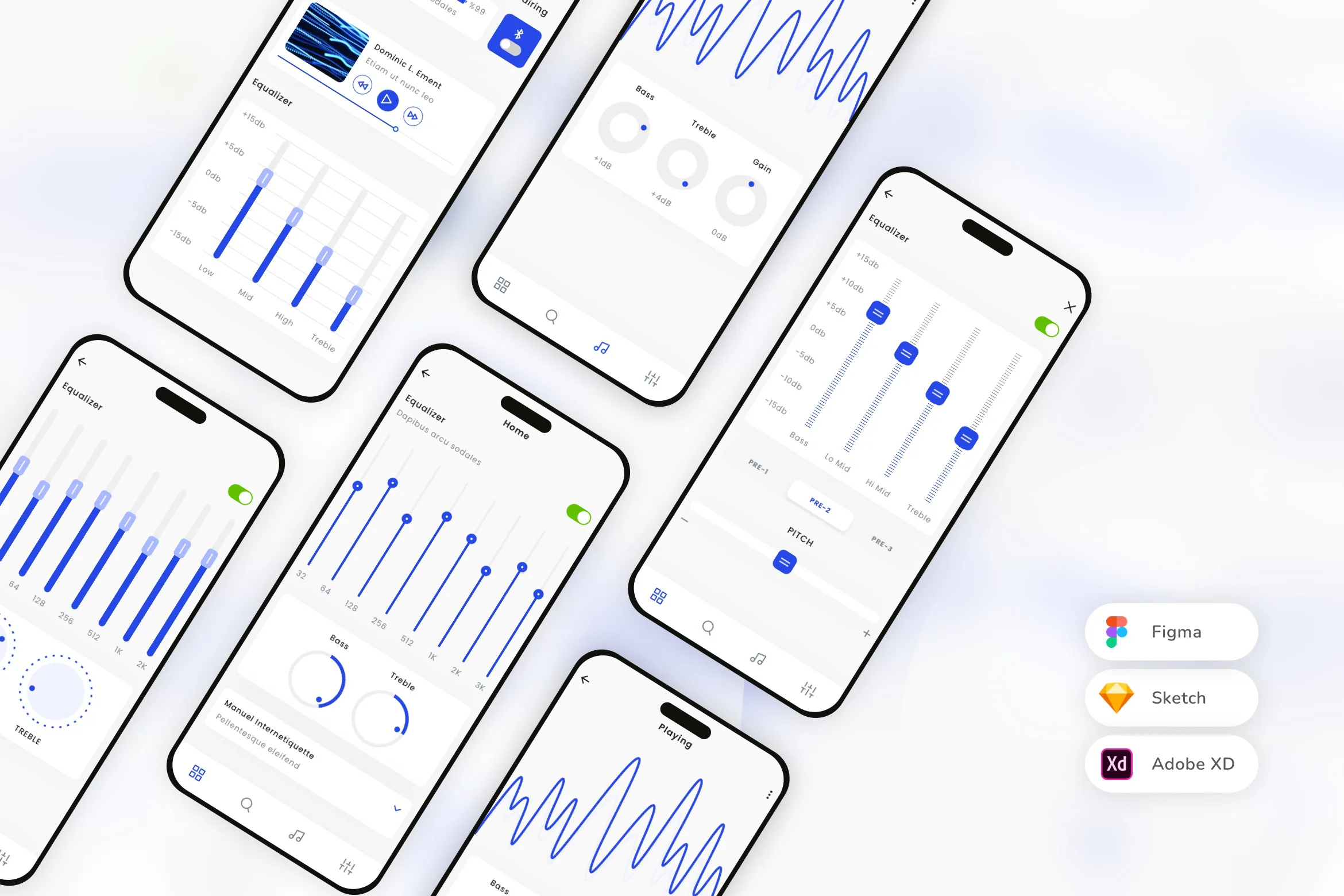 Sound Systems & Equalizer Mobile App UI Kit for Figma, Sketch & XD ...
