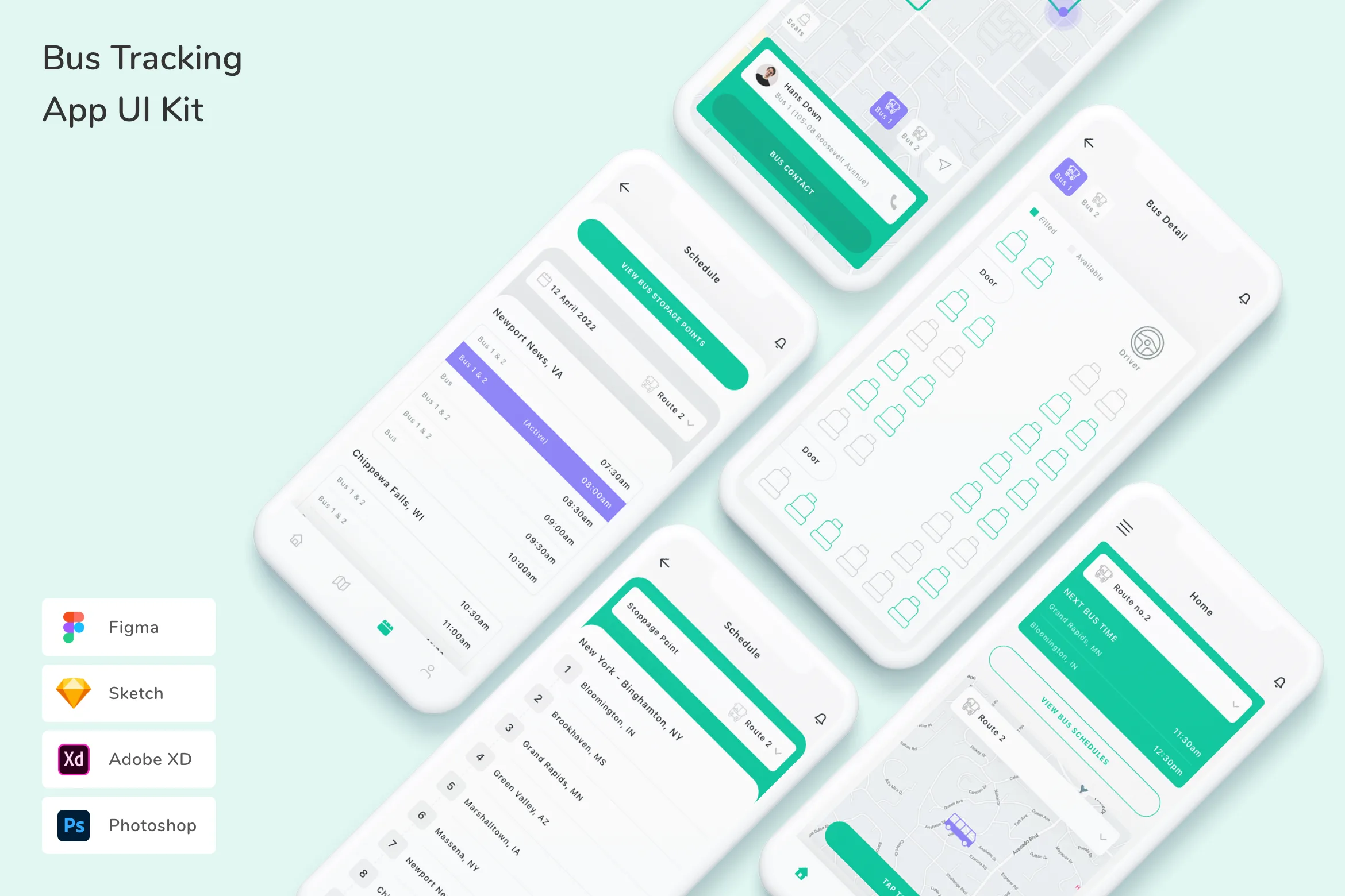Bus Tracking App UI Kit for Figma, Sketch & XD | UIworkshop