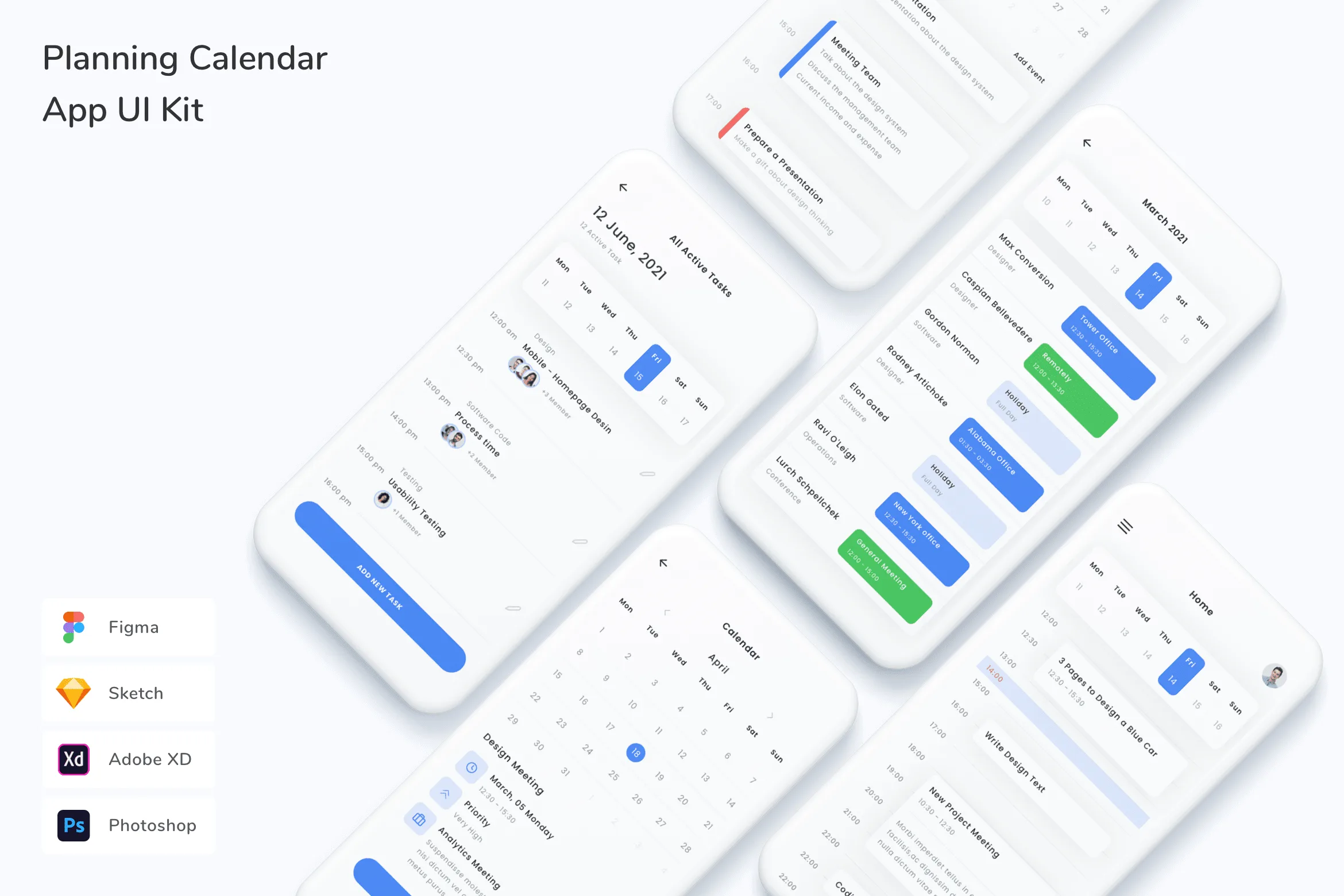 Planning Calendar App UI Kit for Figma, Sketch & XD | UIworkshop