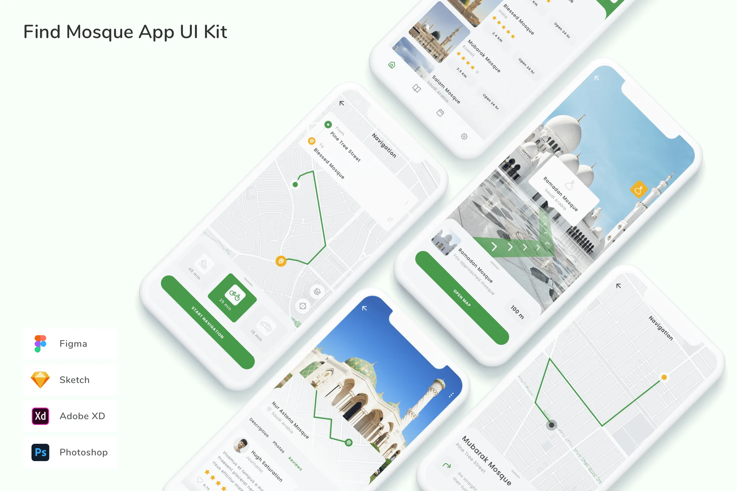Find Mosque App UI Kit for Figma, Sketch & XD | UIworkshop
