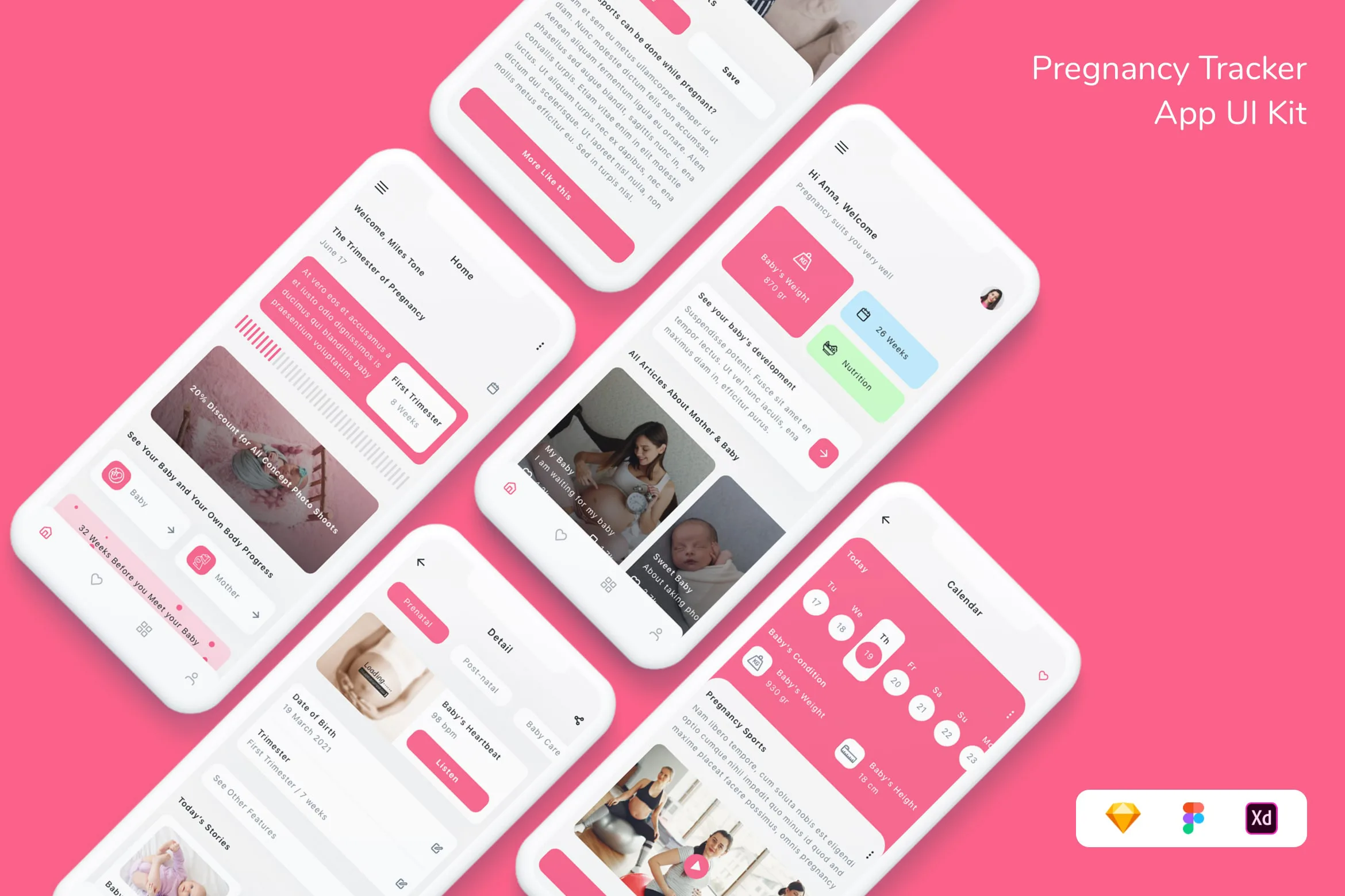 Pregnancy Tracker App UI Kit for Figma, Sketch & XD | UIworkshop